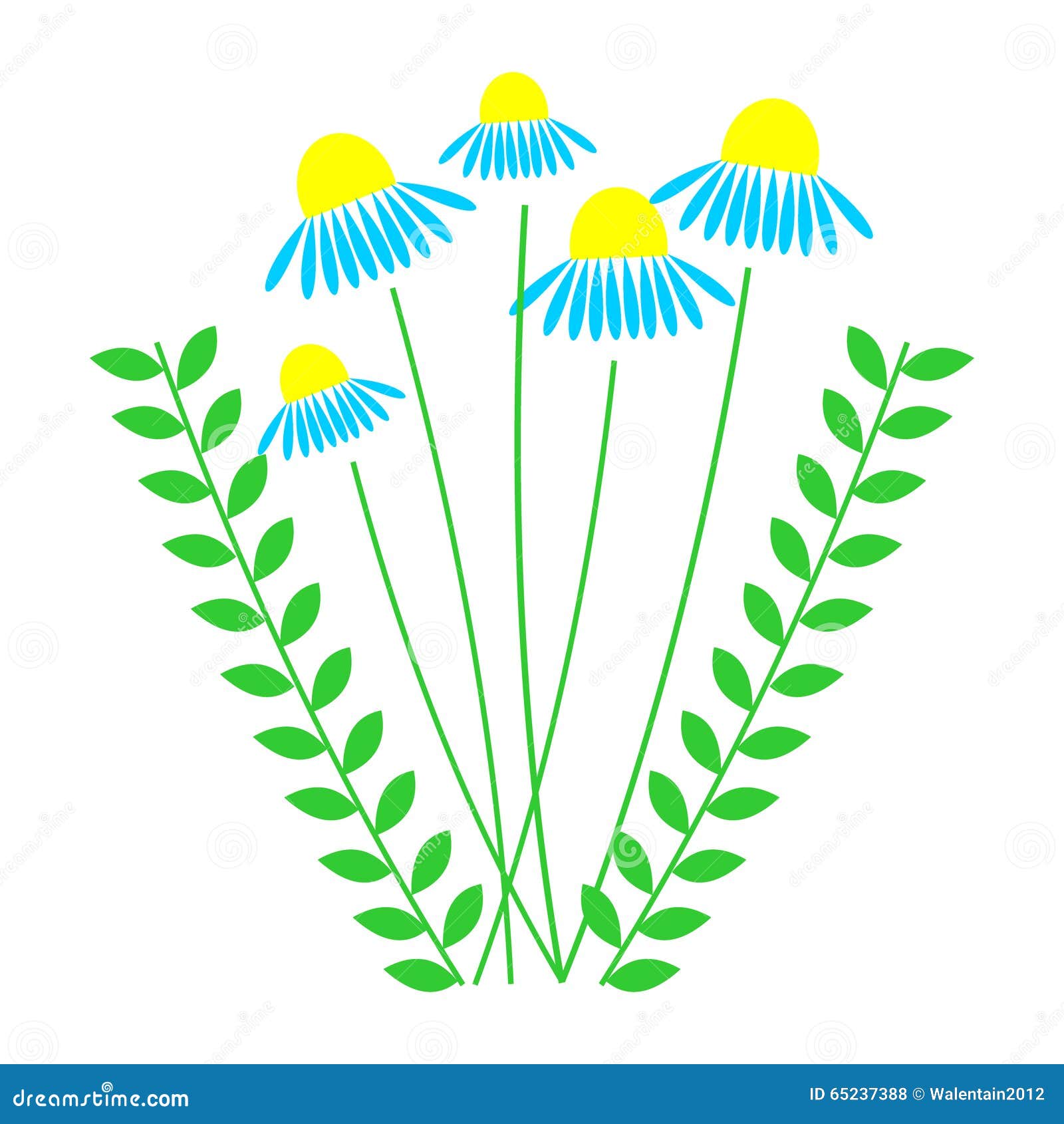 Vector Illustration of Daises with Leaves, Isolated on the White ...