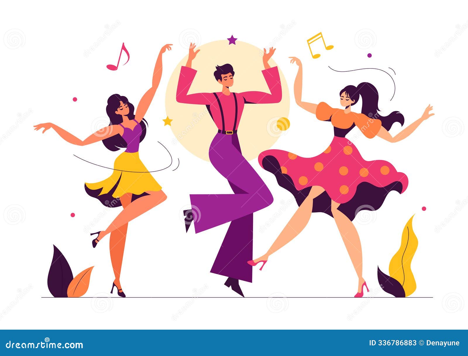 Vector Illustration of a Dancer Performing To Music in a Flat Style ...