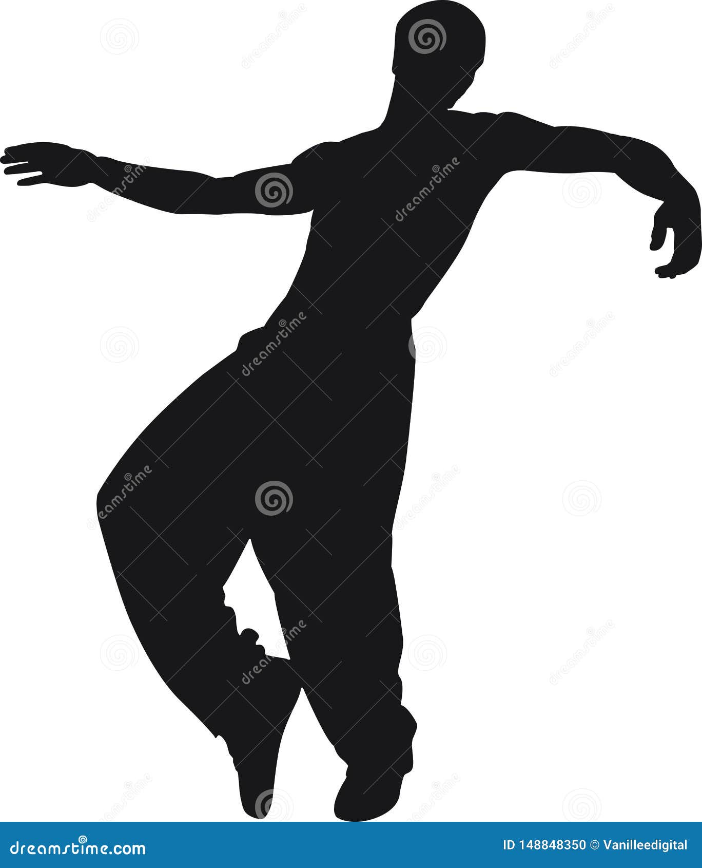 Silhouette of a Man Dancing Stock Illustration - Illustration of mans ...