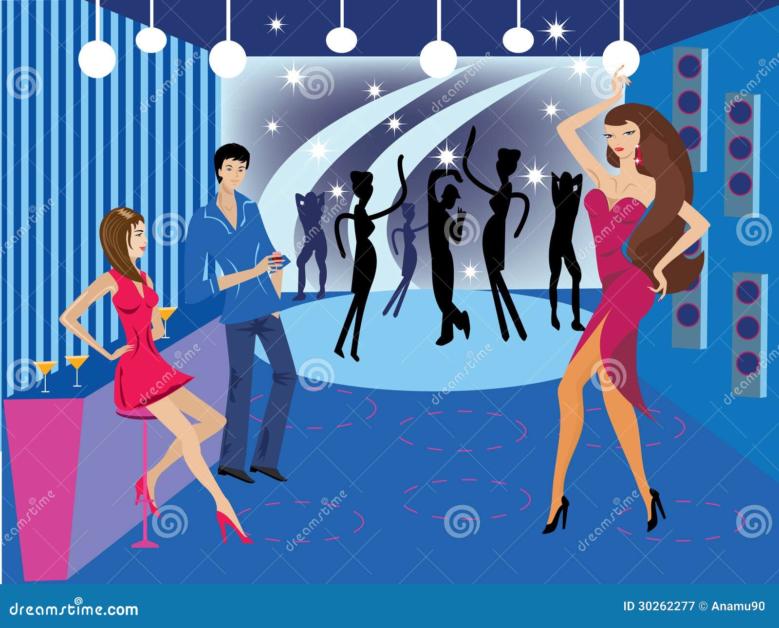 Dance-nightclub-and-bar stock illustration. Illustration of counter ...