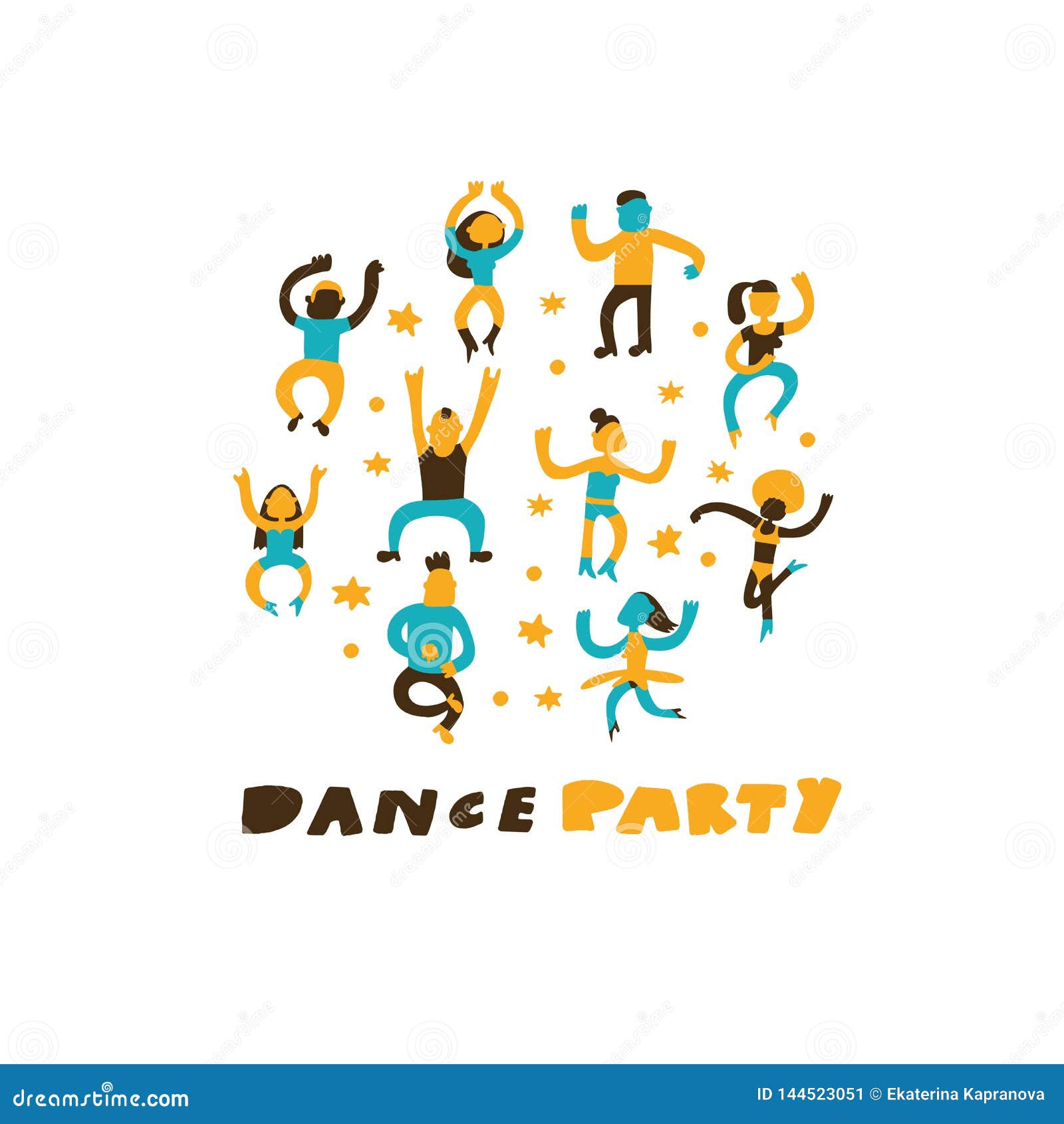 Vector Illustration of Dancing People in Circle. Dance Party. Stock ...