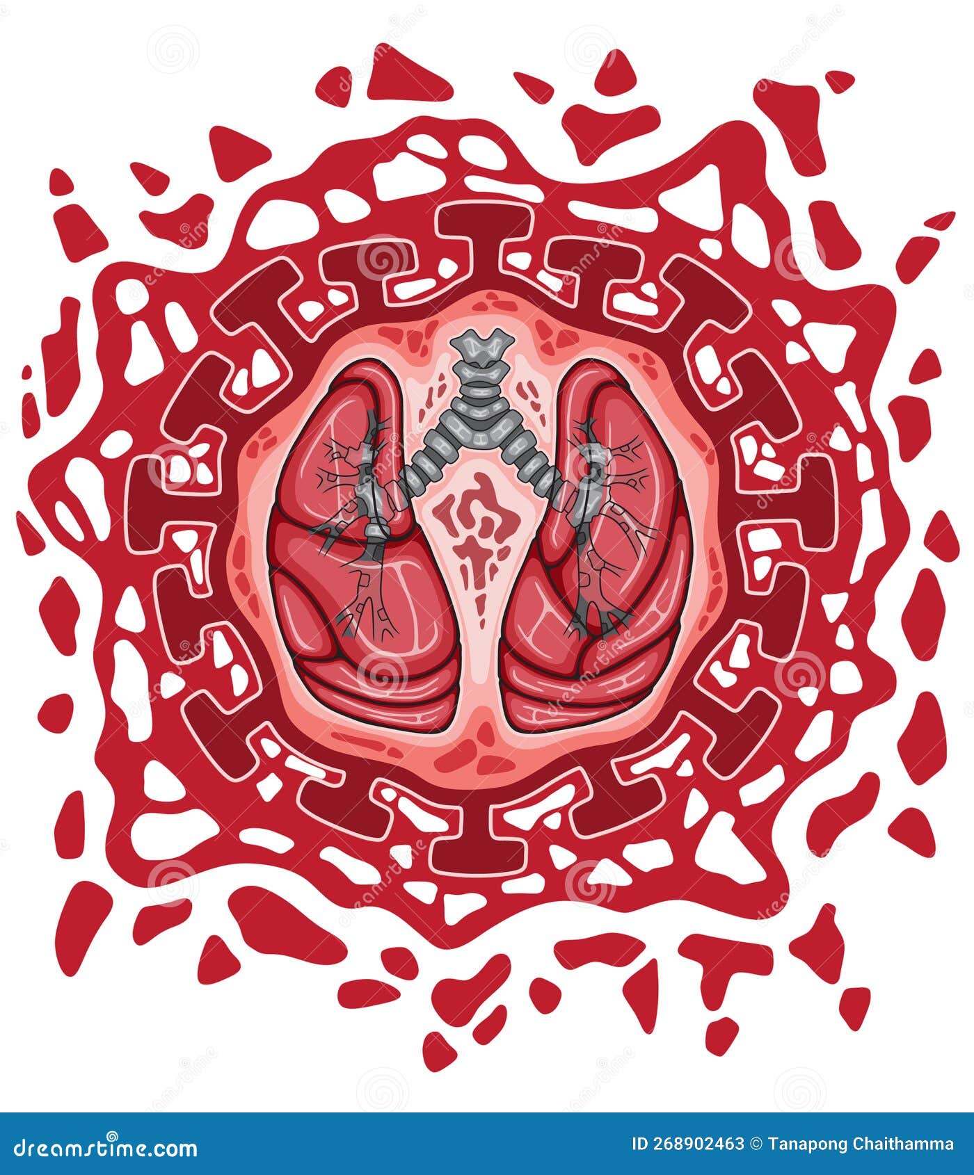 The Danger of the Virus Destroys the Lungs Stock Vector - Illustration ...