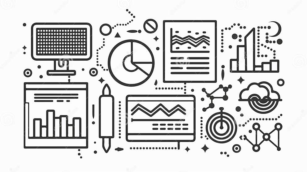 Professional Data Analysis Outline Vector Illustration for Visual ...
