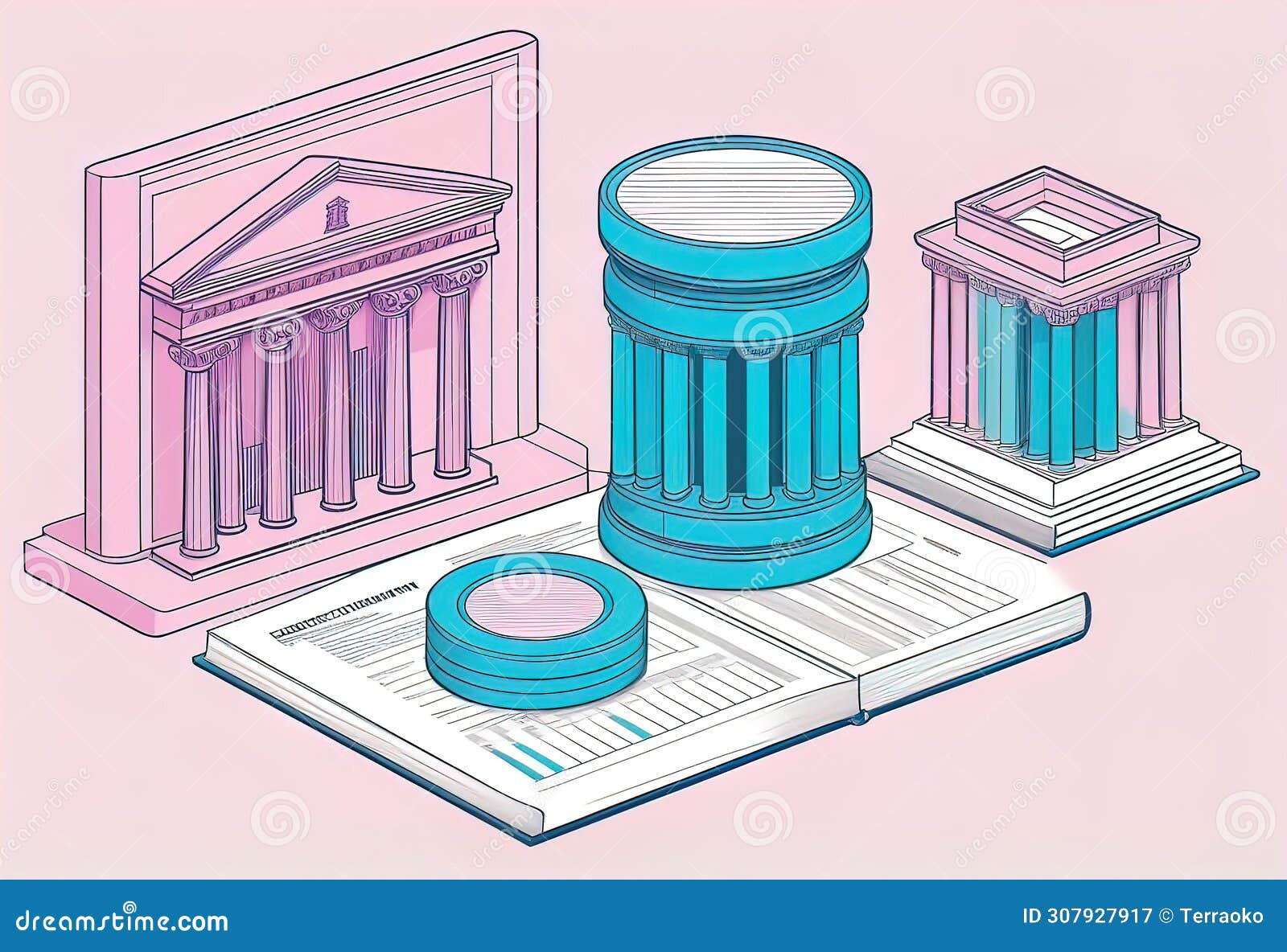 Vector Illustration, Database Schema Layout for a Bank, 3D Stylization ...