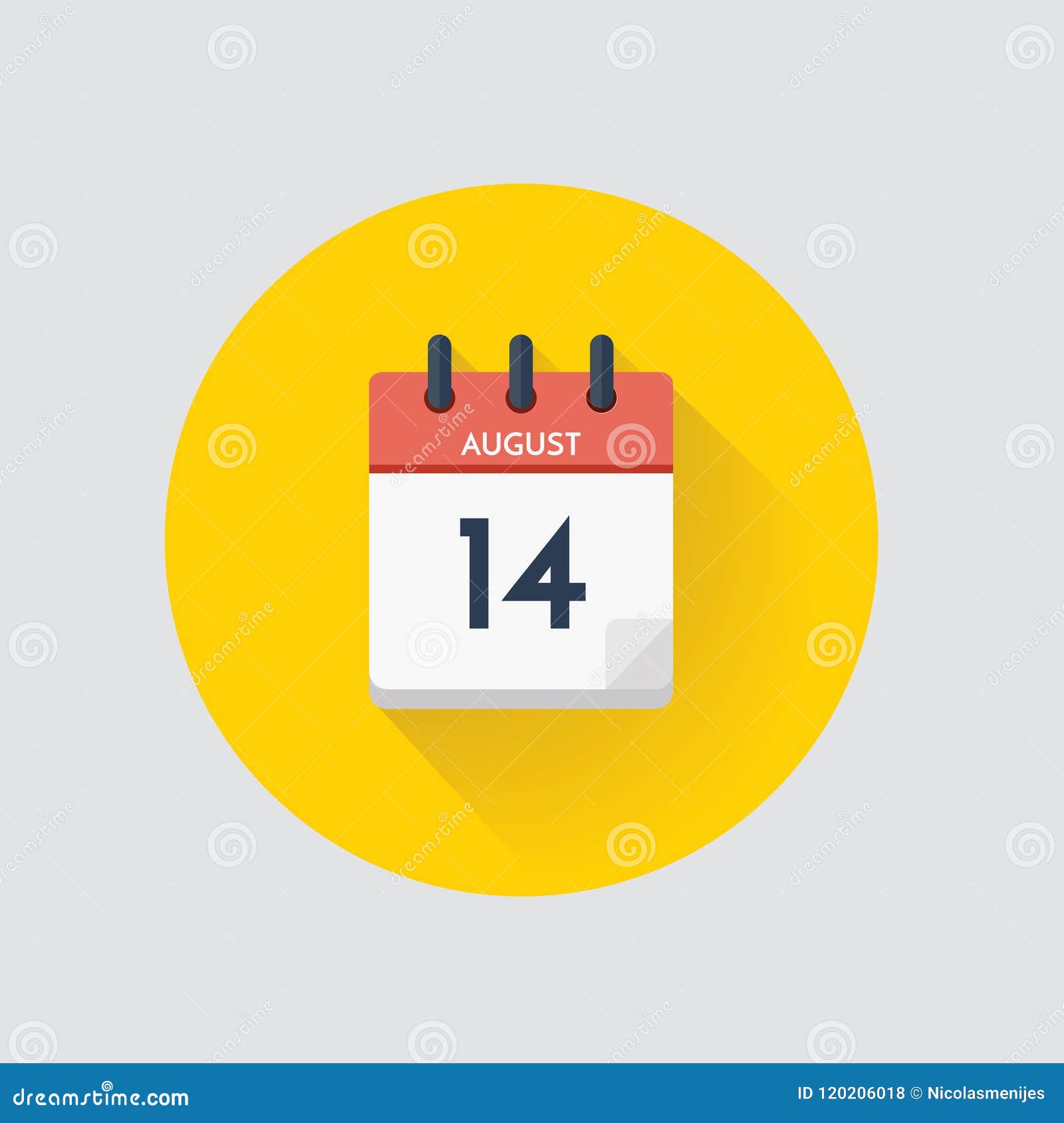 Day Calendar with Date August 14 Stock Illustration - Illustration of ...