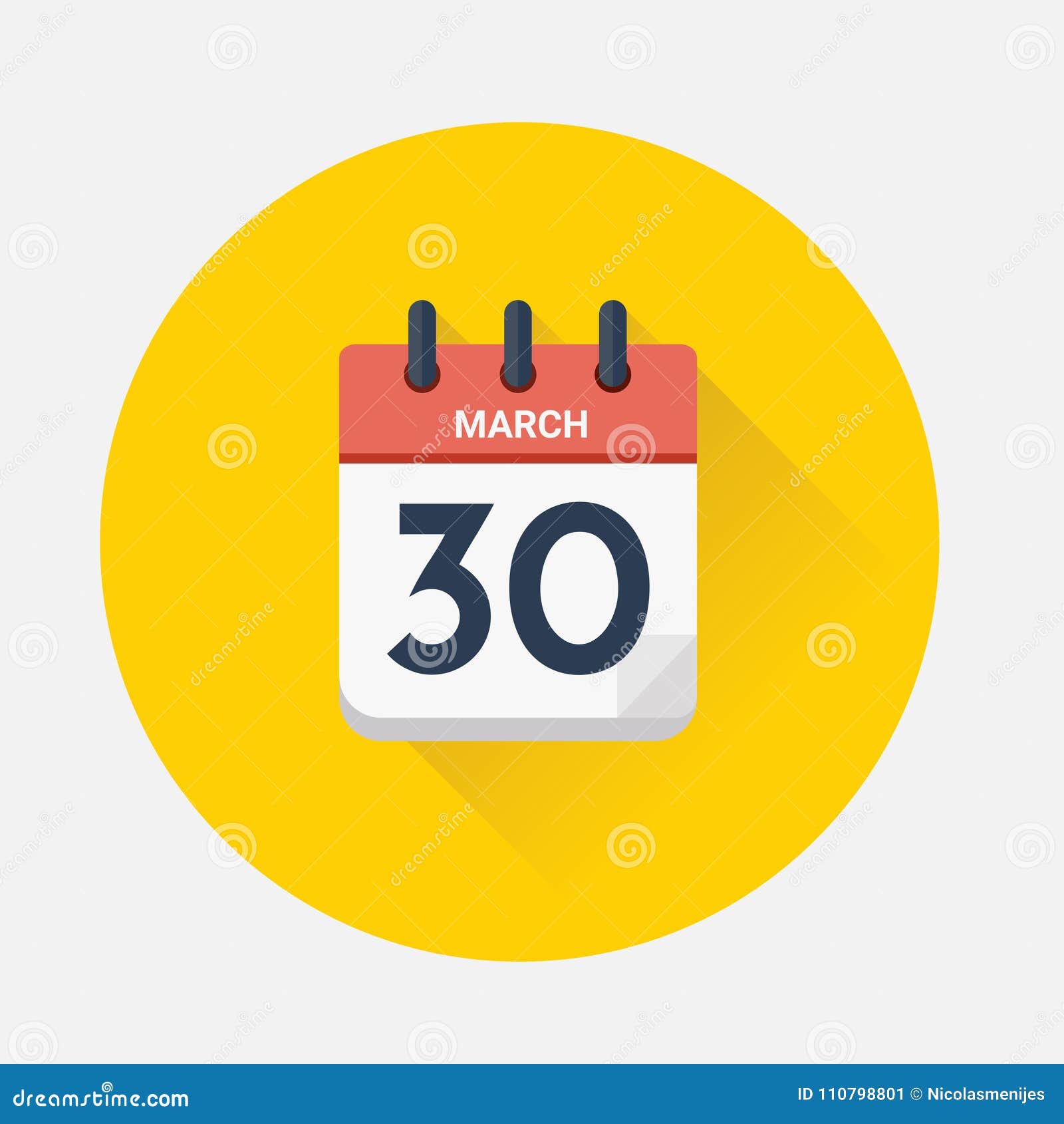 Vector of Day Calendar with Date March 30, 2018 Stock Illustration ...