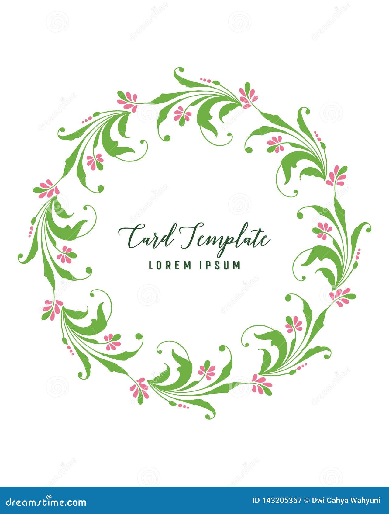 Vector Illustration Decor Pink Flower Frame for Design of Card Template ...