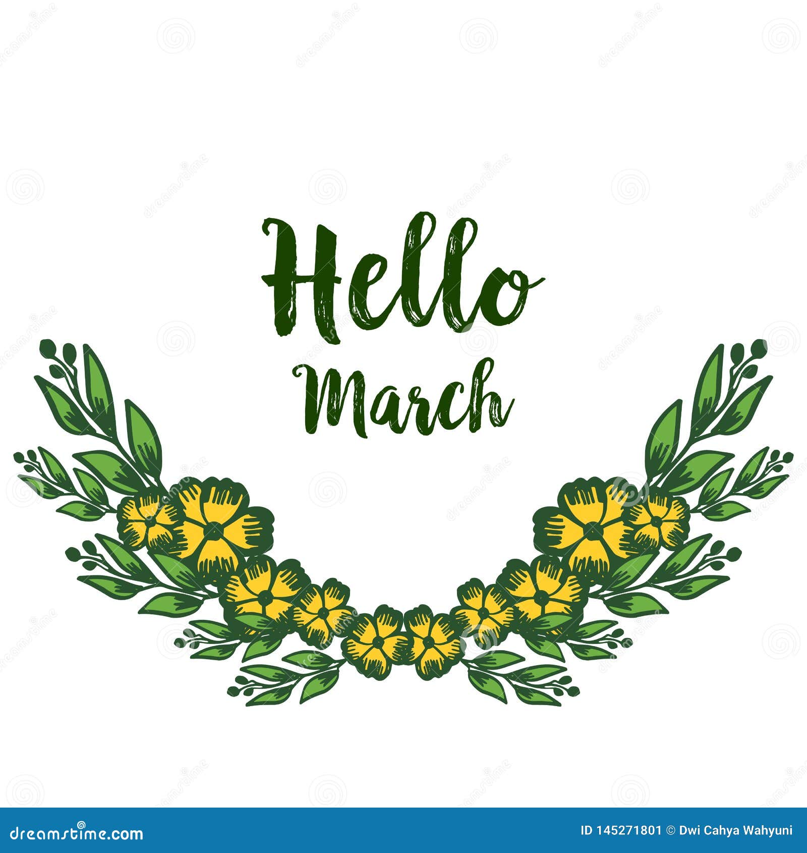 Vector Illustration Decoration of Flower Frame for Banner Hello March ...