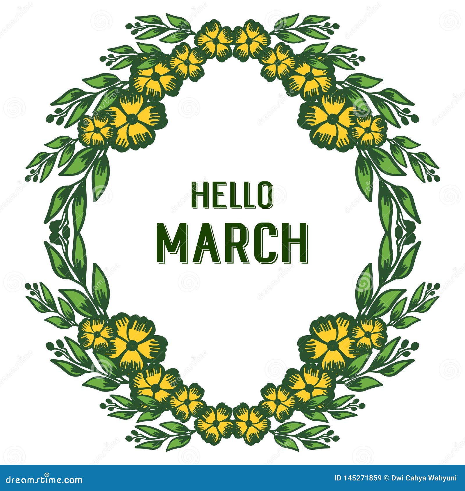 Vector Illustration Decoration of Flower Frame for Banner Hello March ...