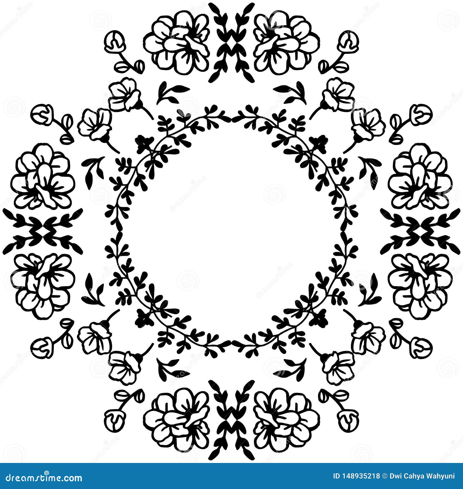 Vector Illustration Decoration Flower Frame with Drawing Beautiful ...