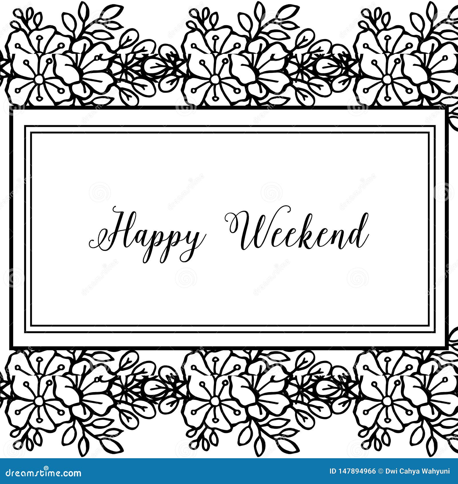 Vector Illustration Decoration Flower Frame for Various Lettering Happy ...
