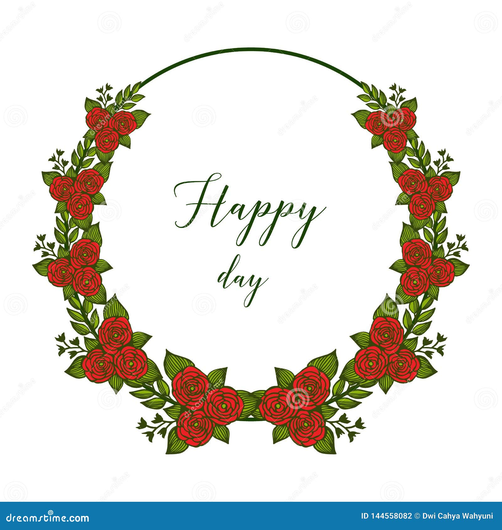 Vector Illustration Decoration Happy Day with Various Flower Frame ...