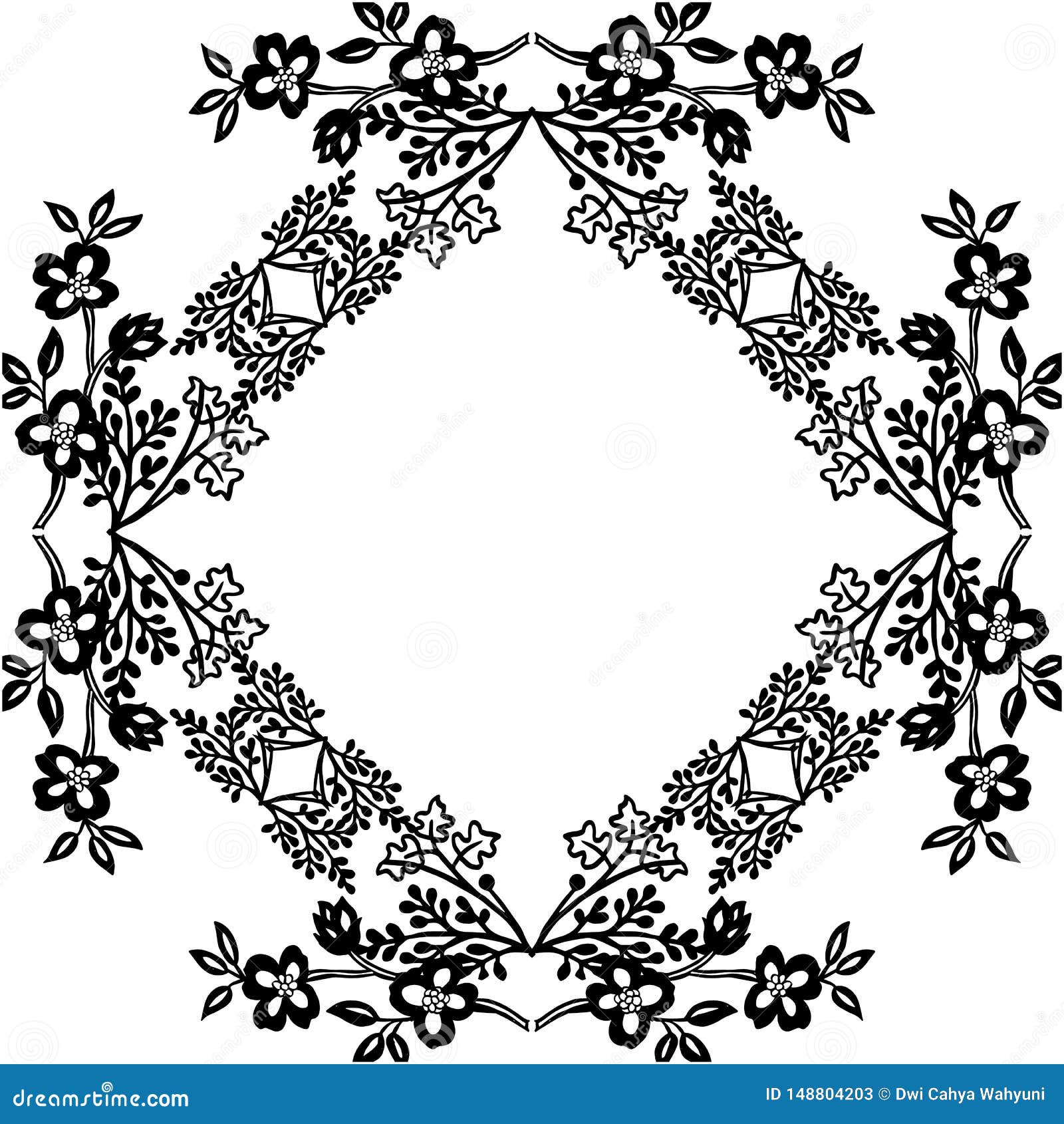 Vector Illustration Decoration Wreath Frame with Design Stock Vector ...