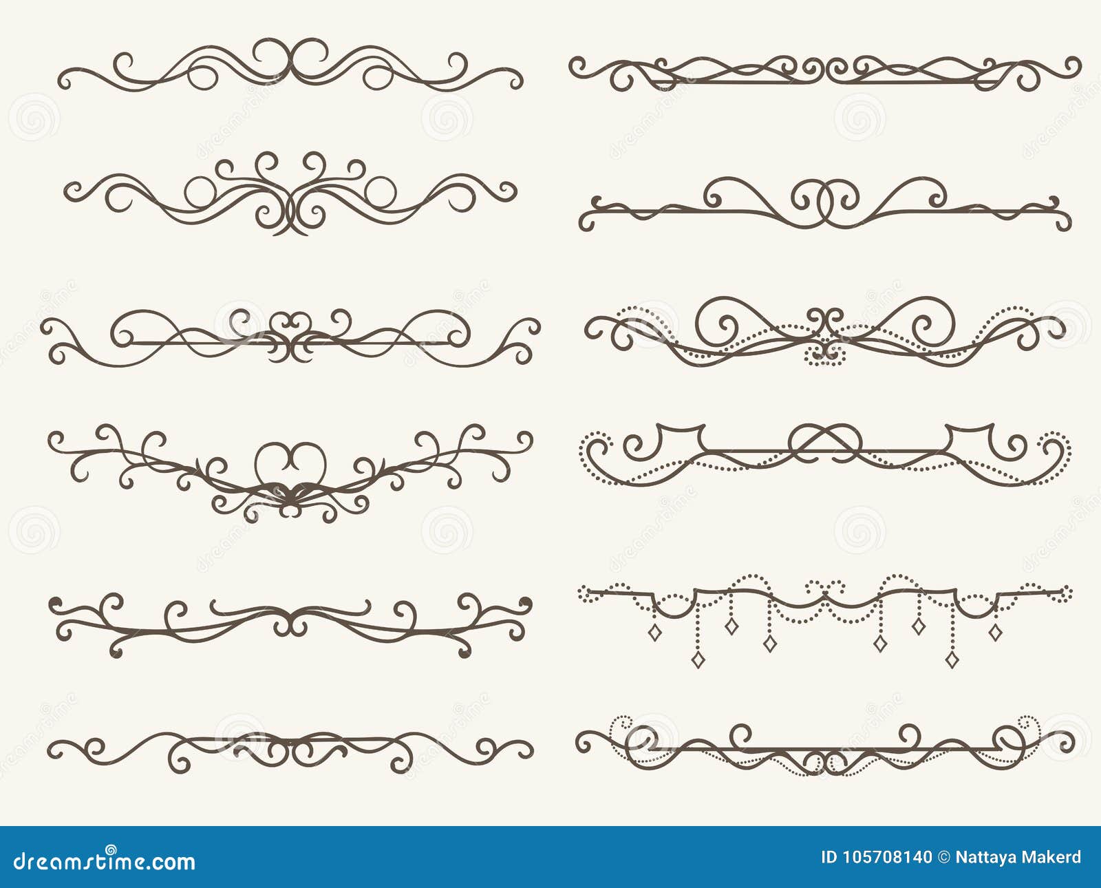 Vector Illustration of Decorative Corner Frame and Line Set Stock ...