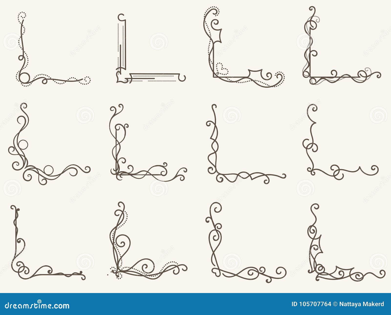 Vector Illustration of Decorative Corner Frame Set Stock Vector ...