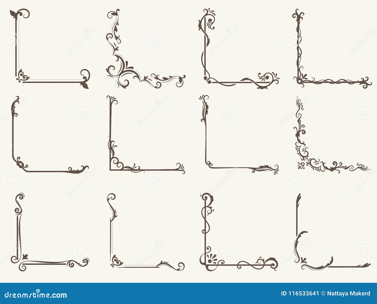 Vector Illustration of Decorative Corner Frame Set Stock Vector ...