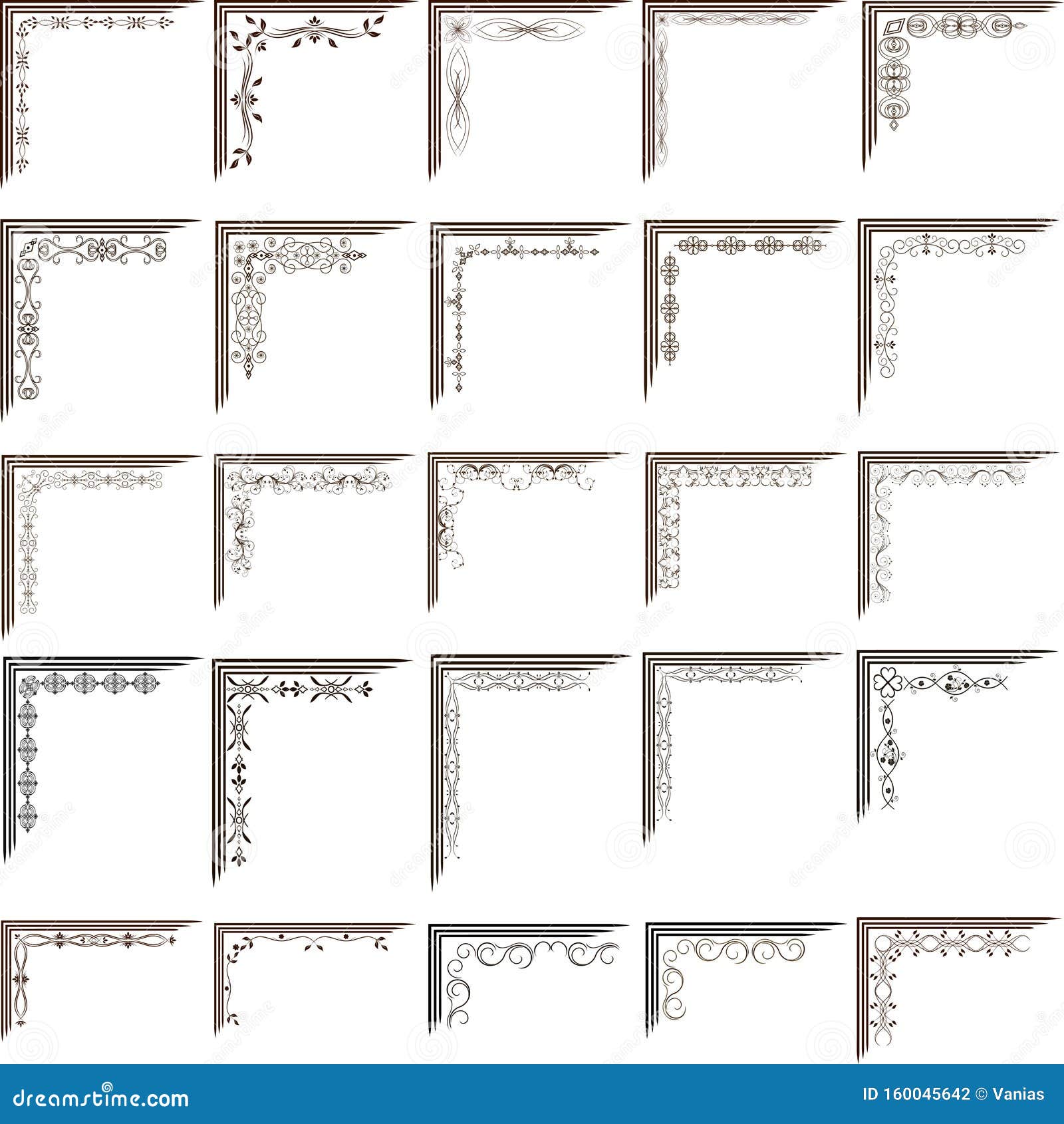Vector Illustration of Decorative Corner Frame Sett Stock Vector ...