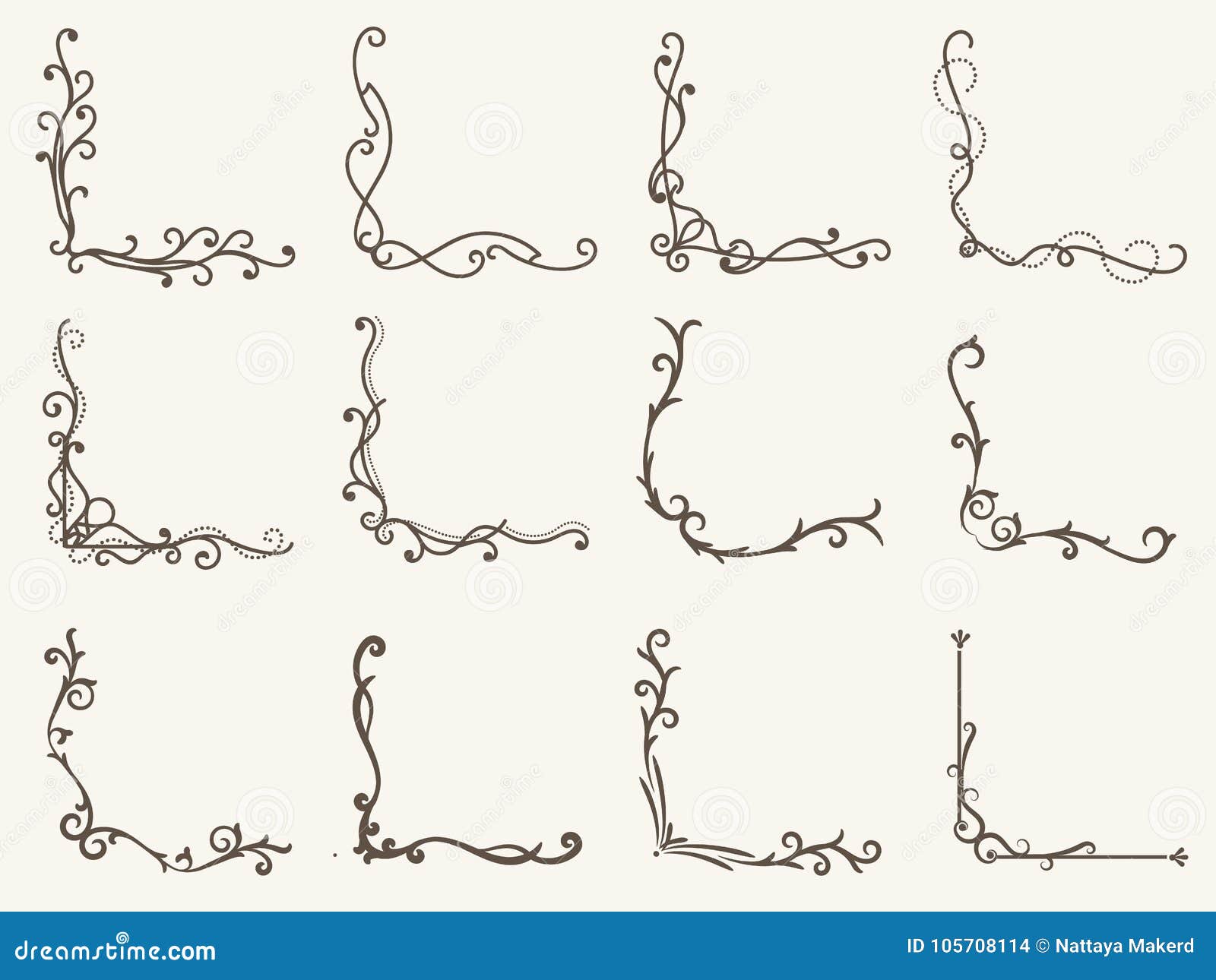 Vector Illustration of Decorative Corner Frame Set Stock Vector ...