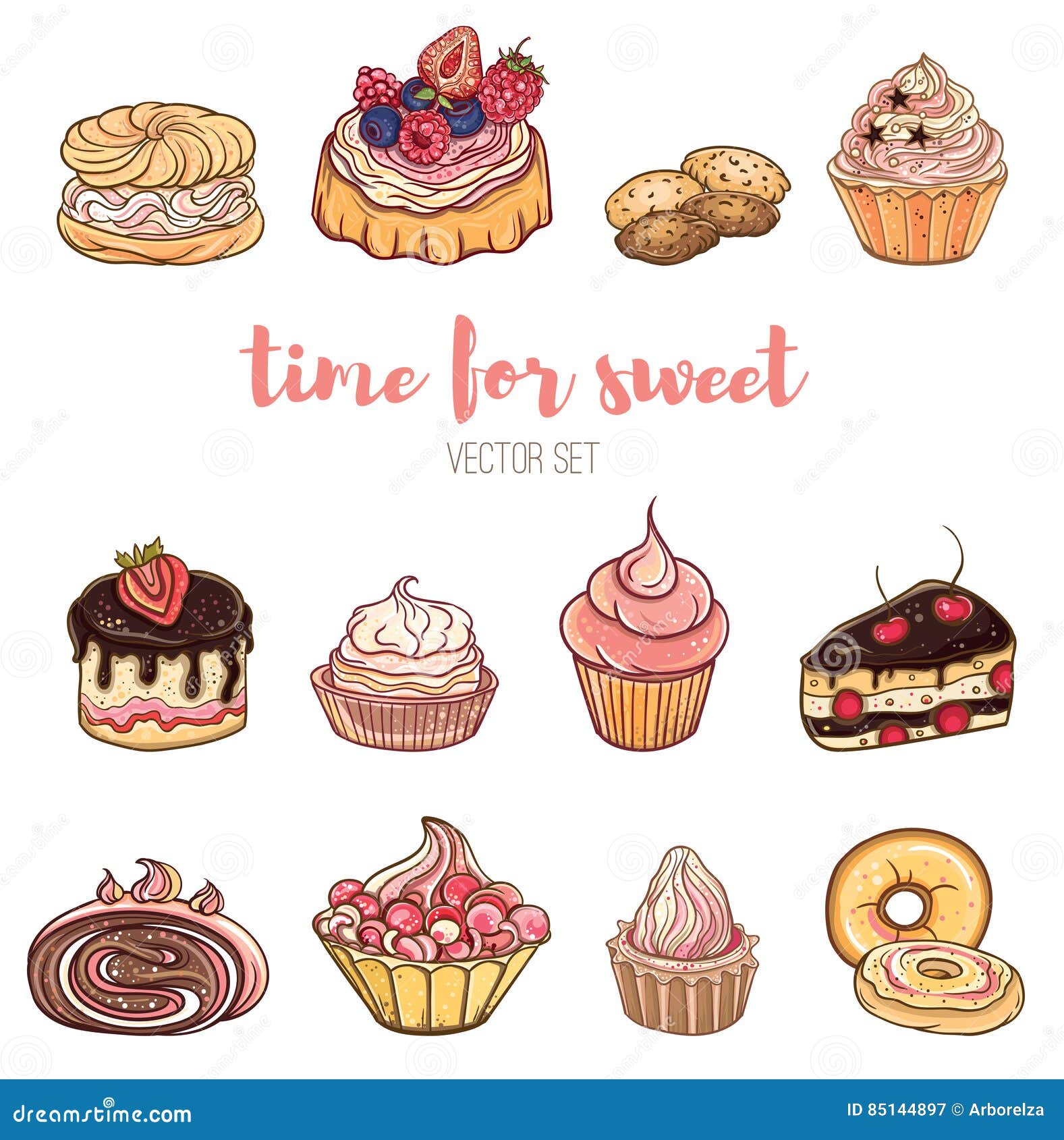Vector Illustration of Delicious Cakes Stock Vector - Illustration of ...