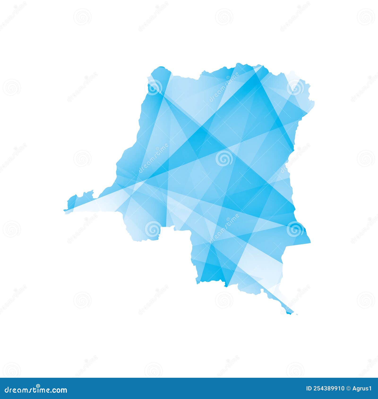 Vector Illustration of Democratic Republic of the Congo Map with Blue ...