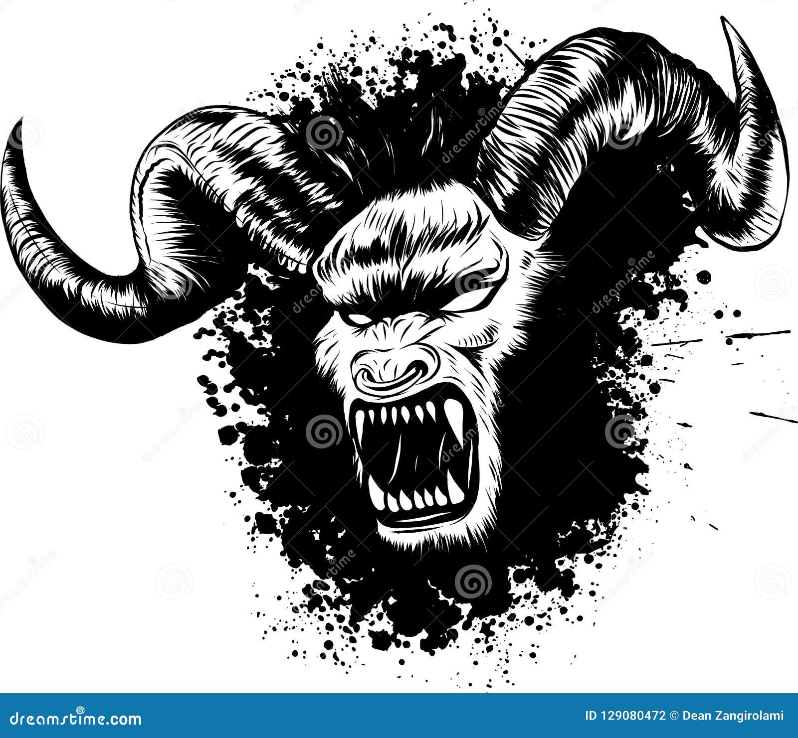 Vector Illustration of Diabolik Demon Face Tattoo Stock Vector ...