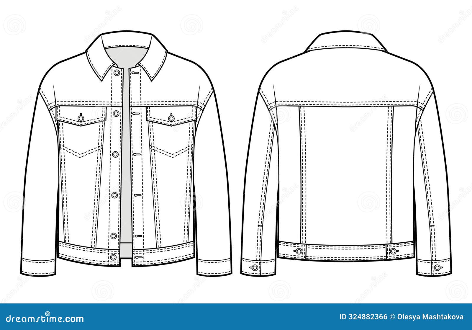 Trucker Jacket Jeans Template Clip Art Collection Vector Illustration ...