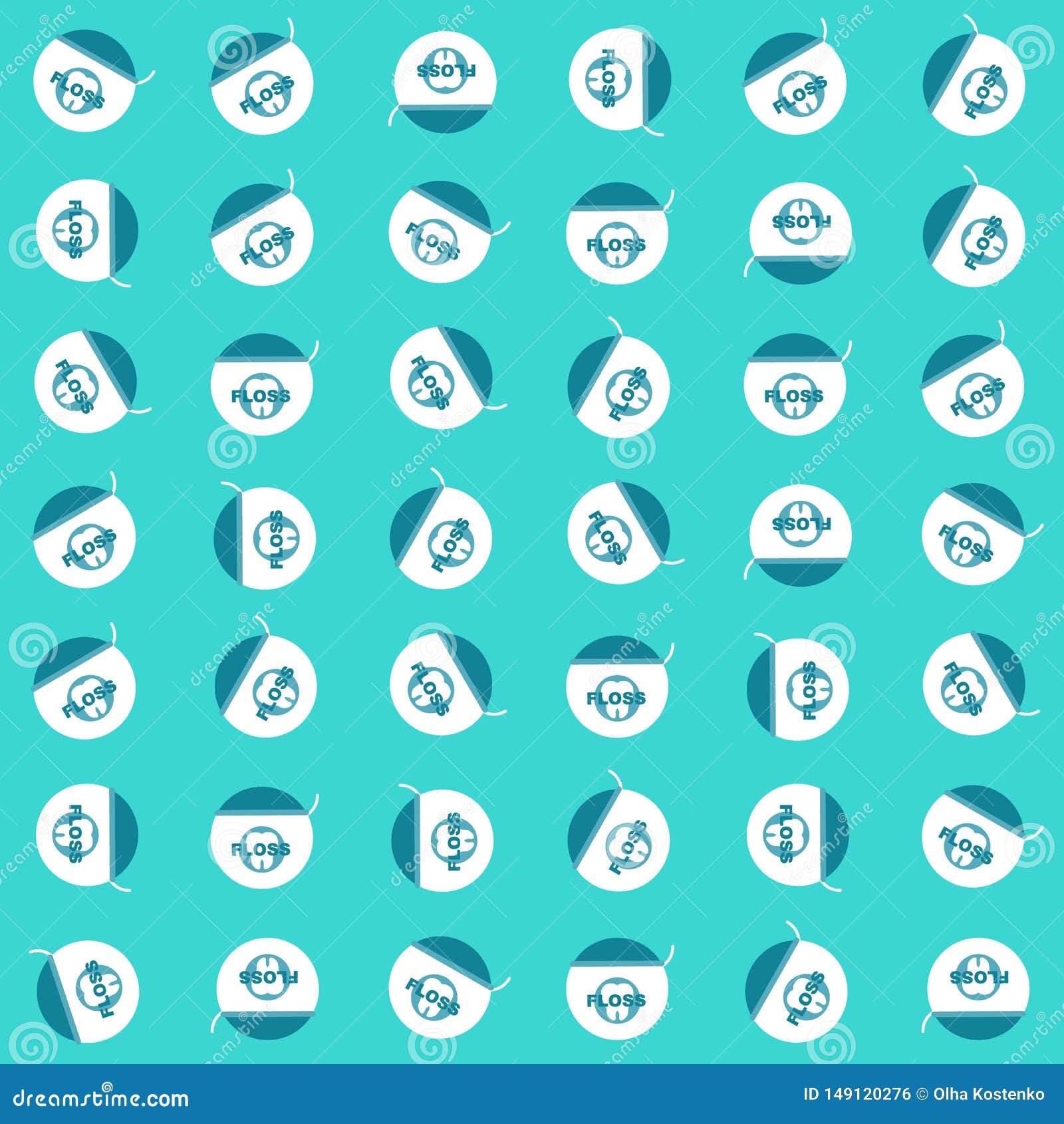 Dental Floss Flat Pattern on Green Background Stock Vector ...