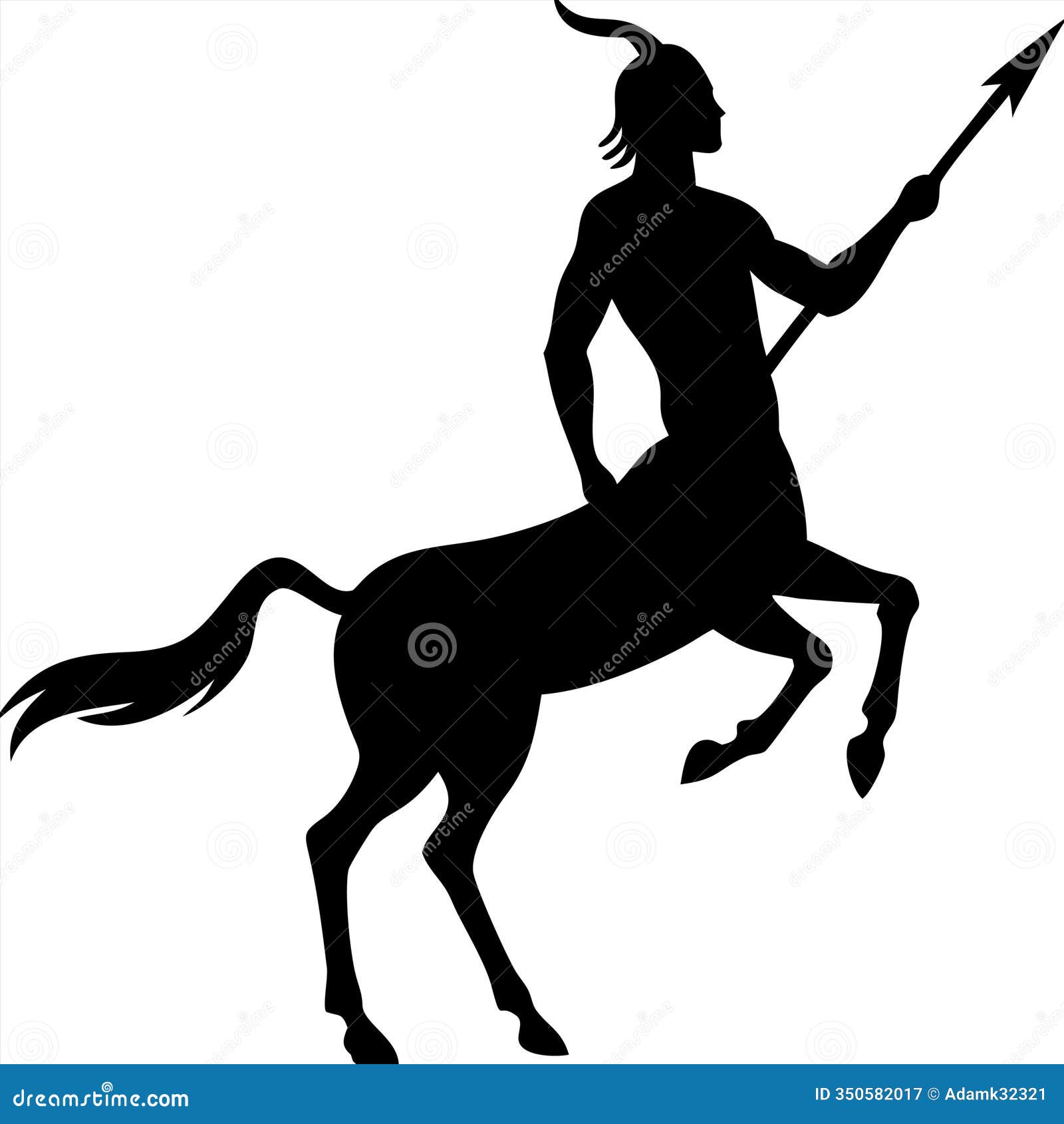 Centaur Silhouette Mythical Creature with Spear Vector Illustration ...
