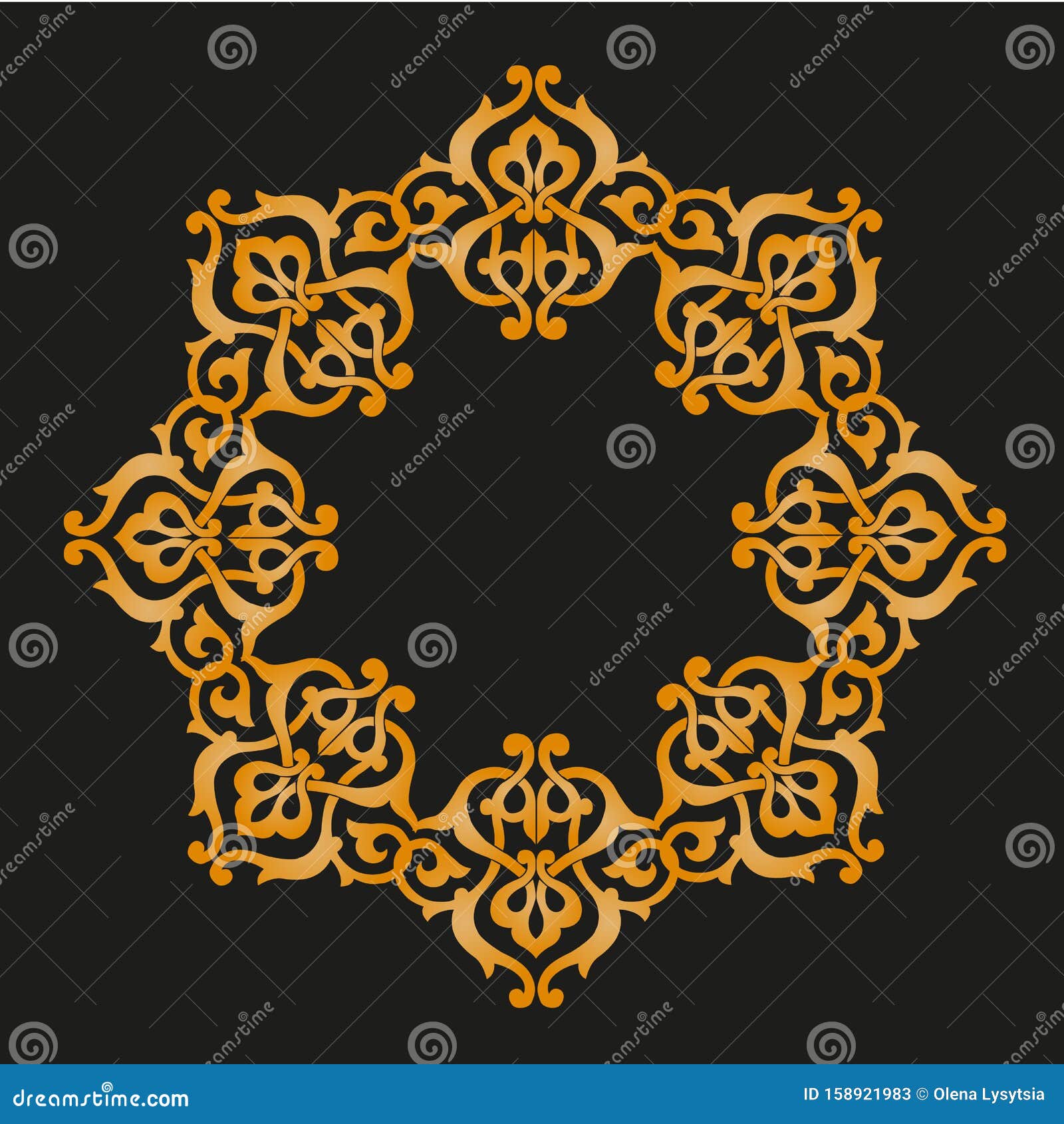 Golden Arabesque Pattern on a Black Background Stock Vector ...
