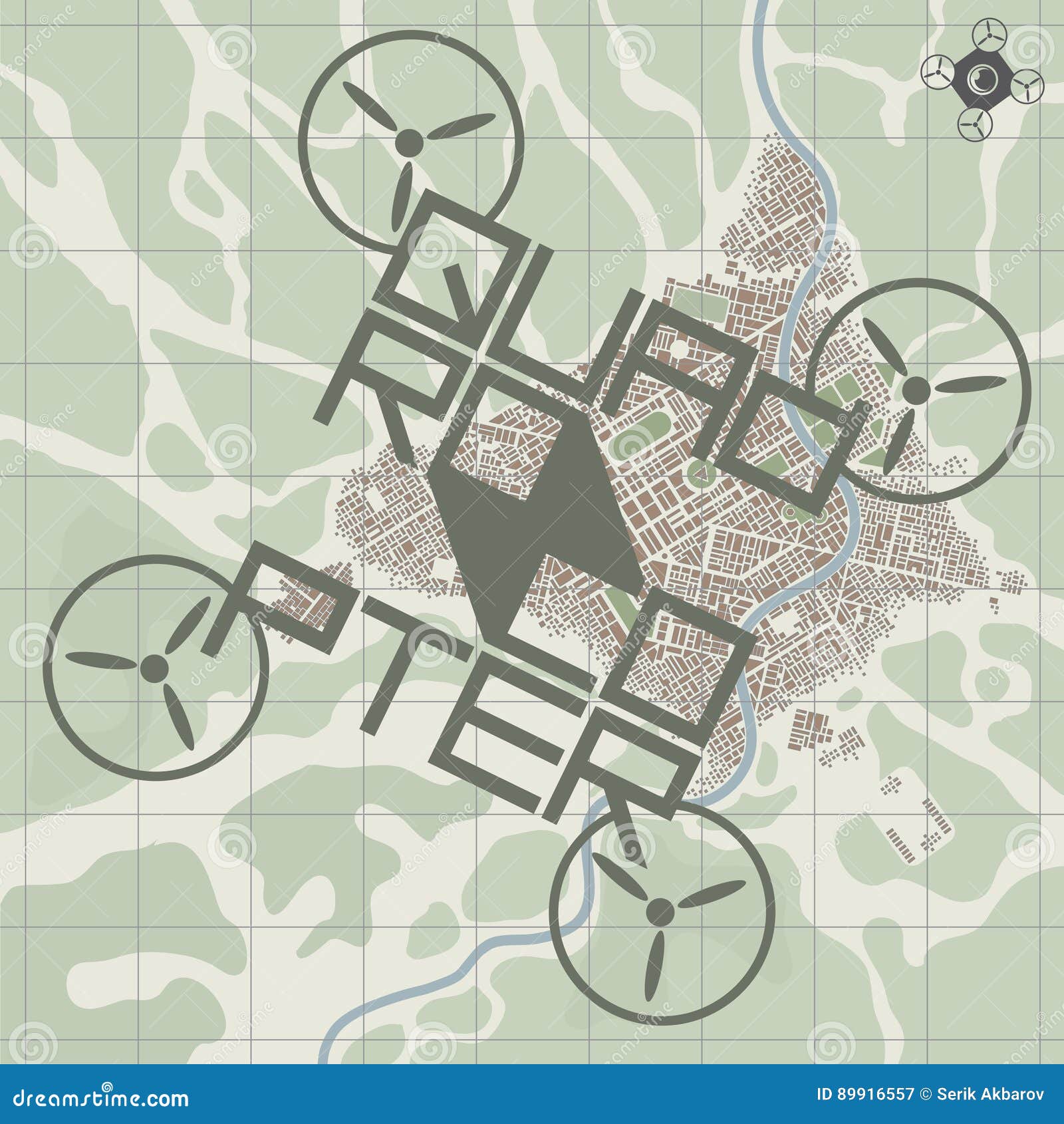 Vector Illustration Depicting a Quadcopter Stock Illustration ...