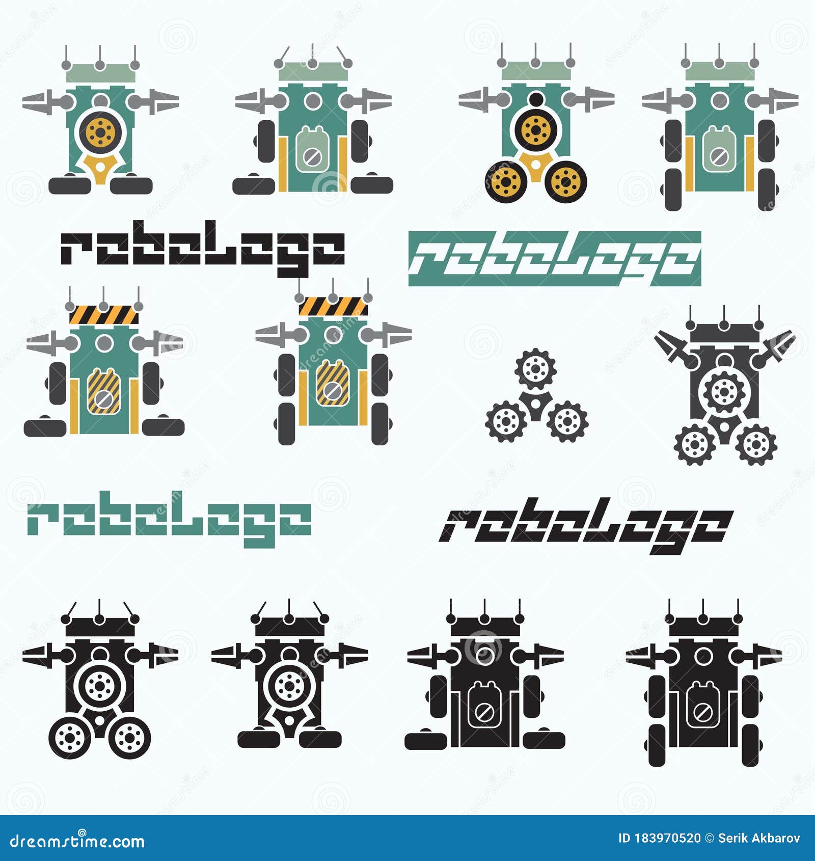 Vector Illustration Depicting a Robot Mechanic with the Inscription ... Vector Illustration Depicting a Robot Mechanic with the Inscription ...