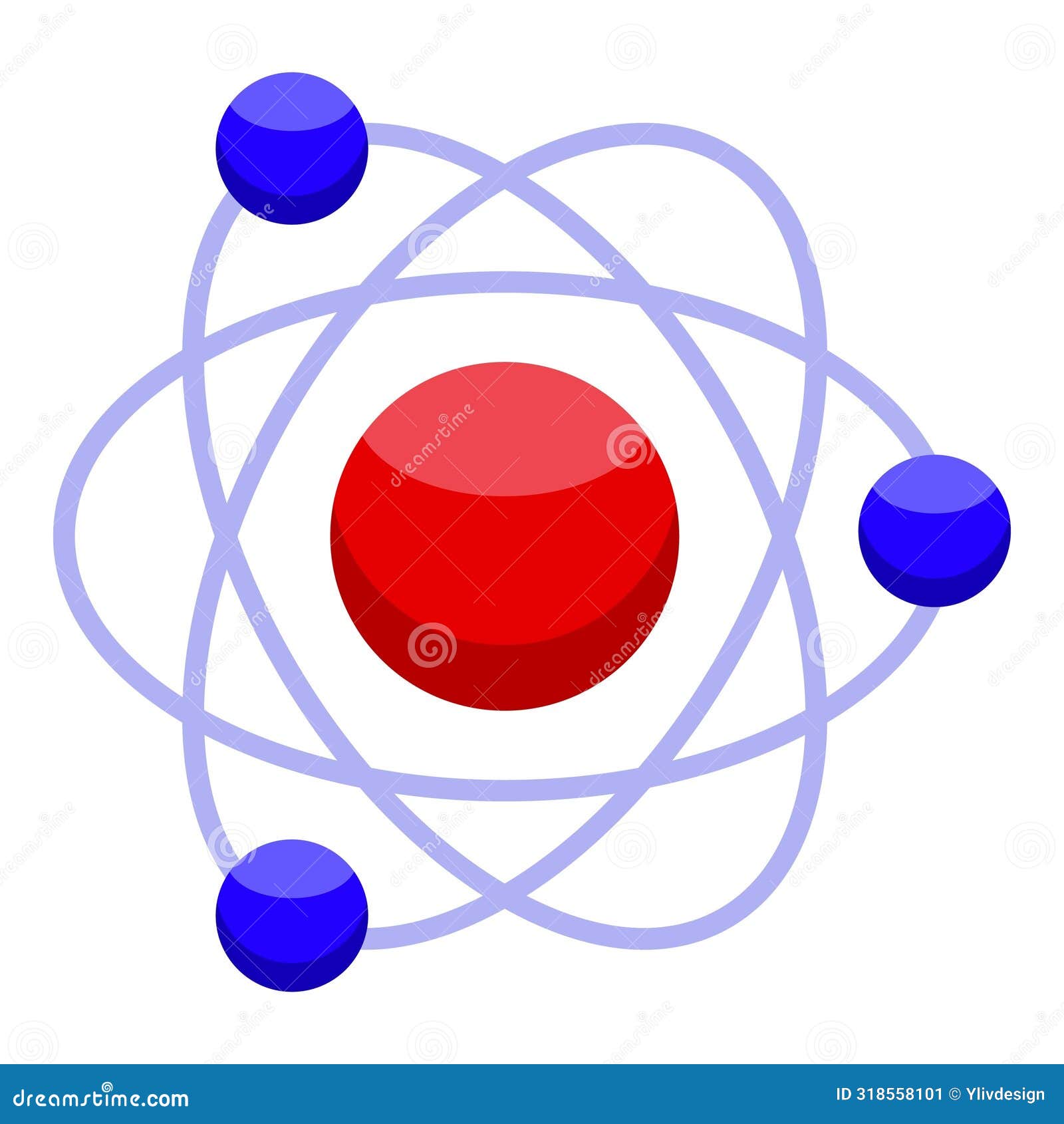 Vector Illustration Depicting a Stylized Atom with Electron Orbits and ...