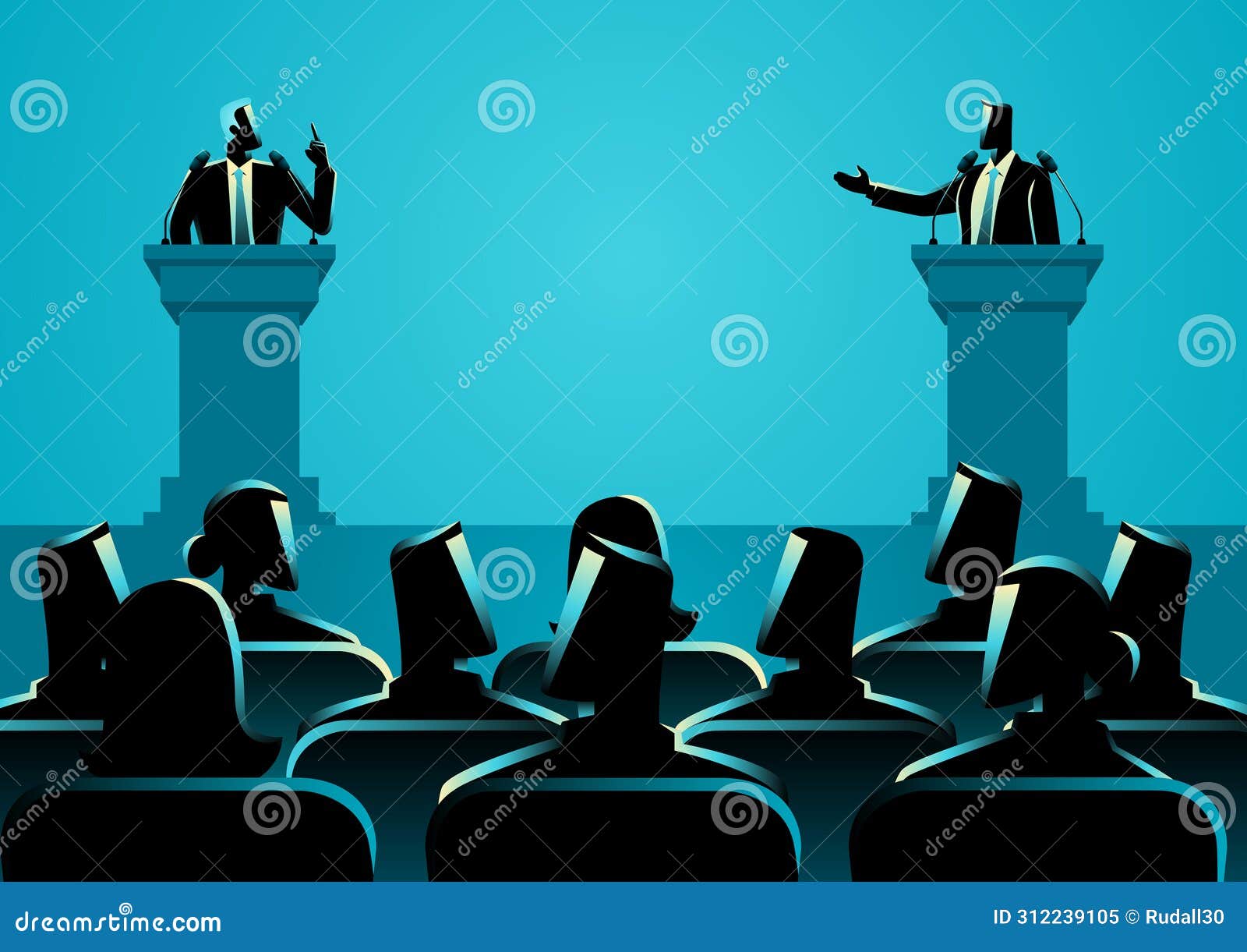 Businessman Silhouette Podium Debate Stock Illustration - Illustration ...