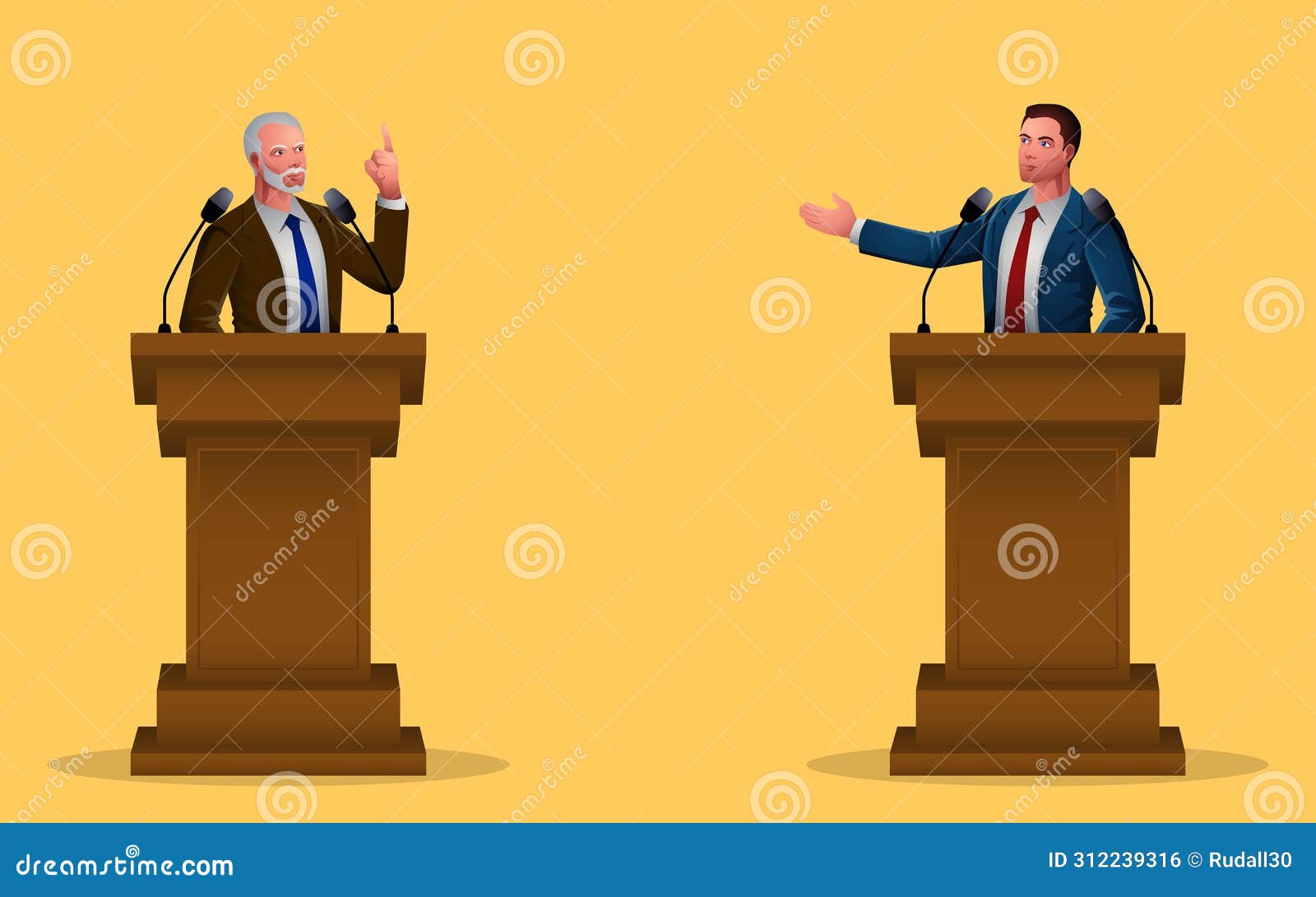 Gradient Politician Podium Debate Stock Vector - Illustration of party ...
