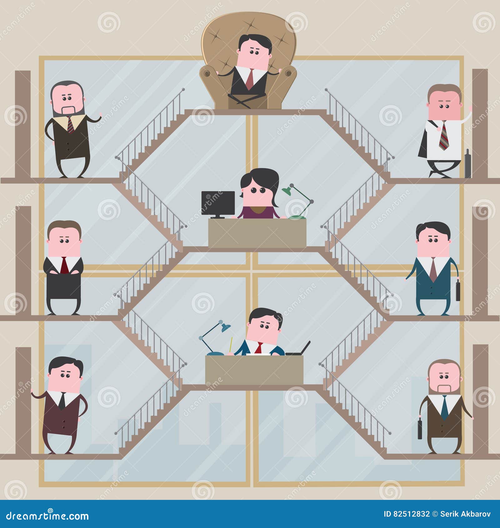 Vector Illustration, Depicting the Work Inside the Office Stock ...