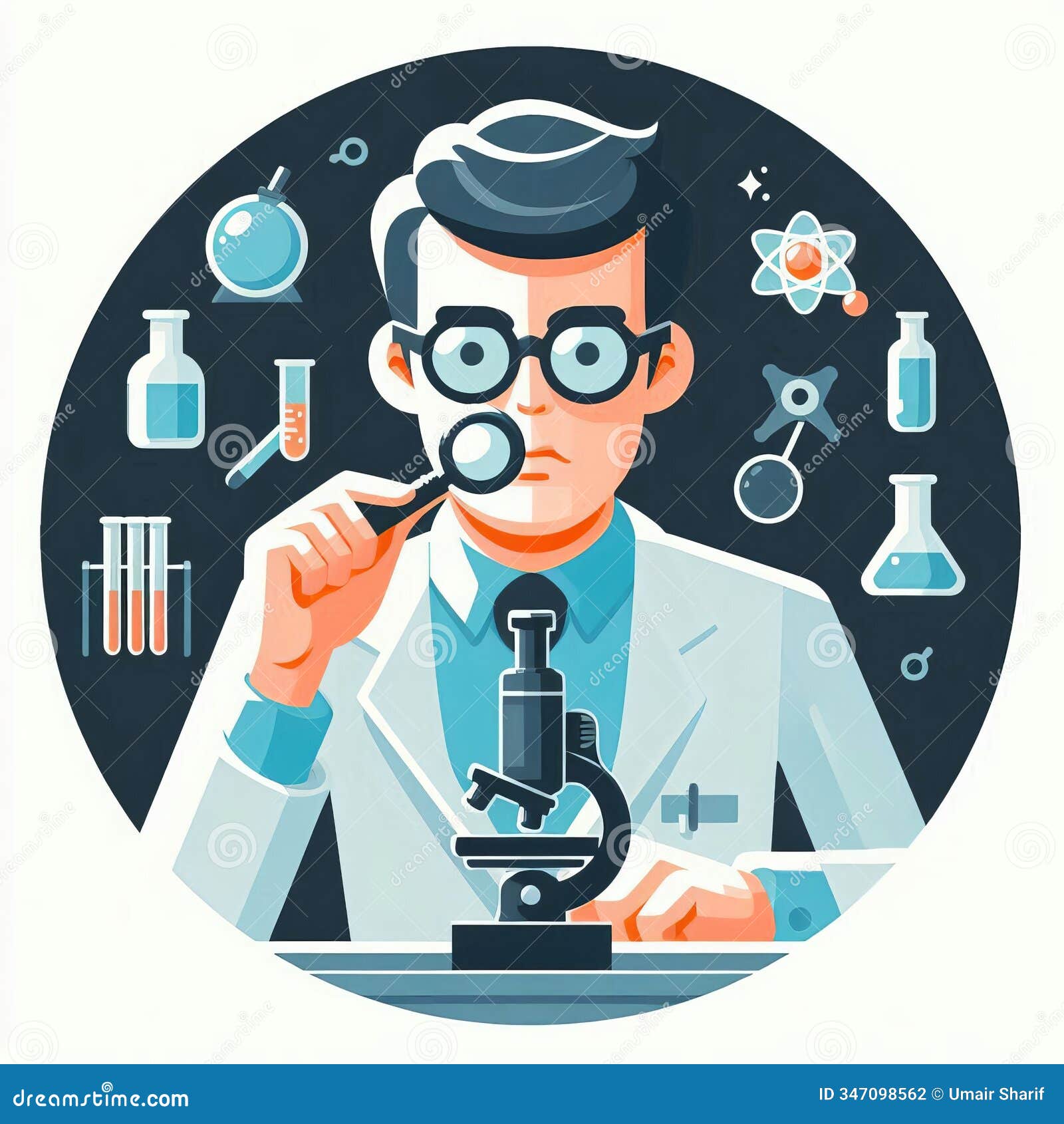 Curious Boy Scientist With Glasses And Lab Equipment, Adorable Animated Character With Red Hair ...