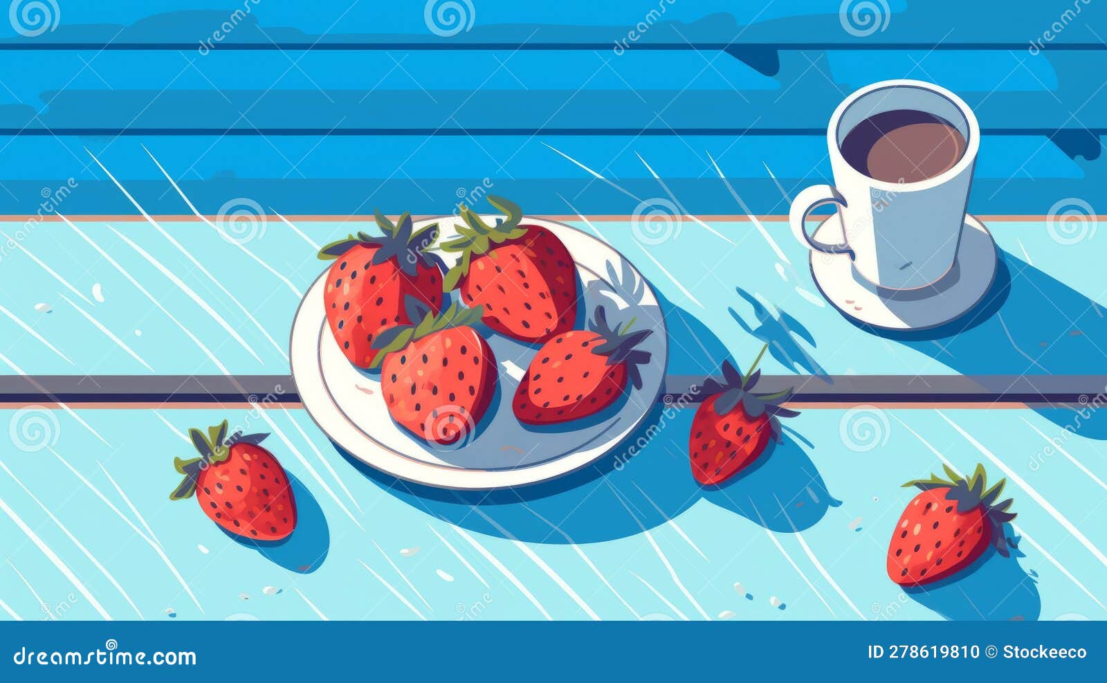 Strawberry on Table: a Modern 2d Illustration Stock Illustration ...