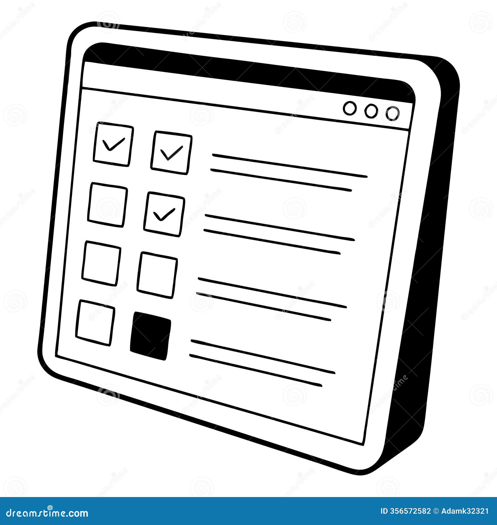 Vector Illustration of Web Browser Task Checklist Interface for ...