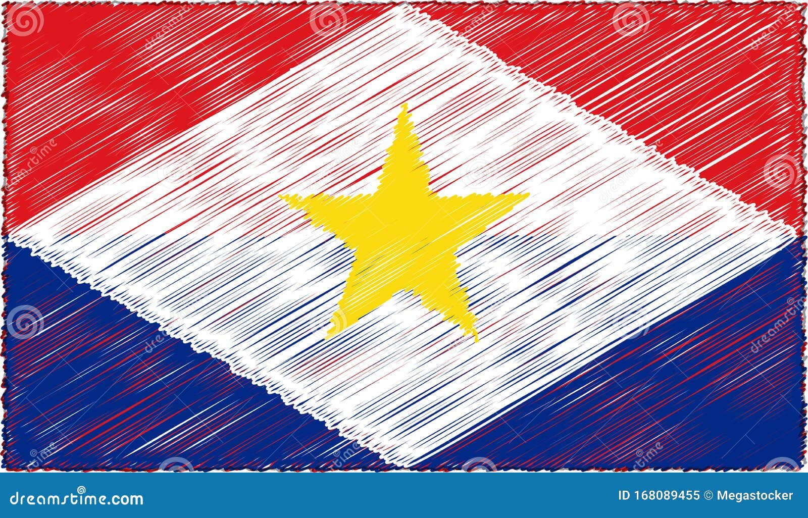 Vector Illustration Der Flagge Von Sketch Style Saba Vektor Abbildung ...