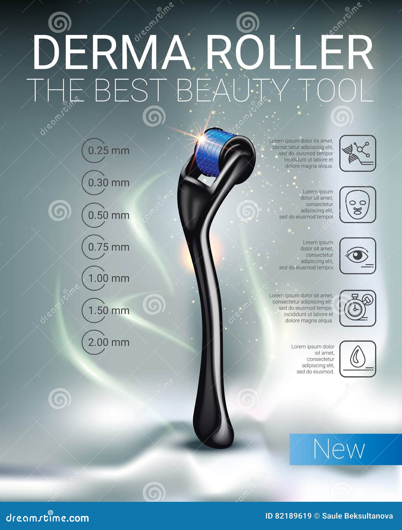 Vector Illustration with Derma Roller. Stock Vector - Illustration of ...