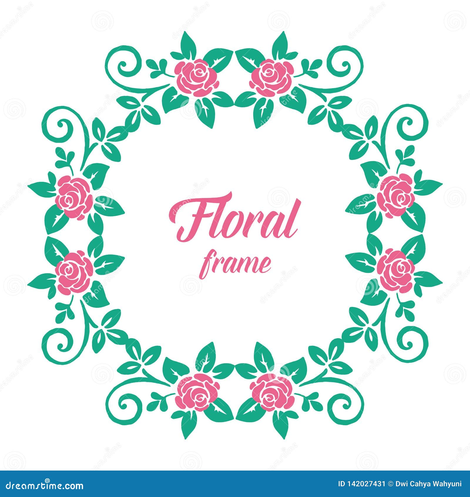 Vector Illustration Design Artwork Floral Frame with Tosca Leaves Stock ...