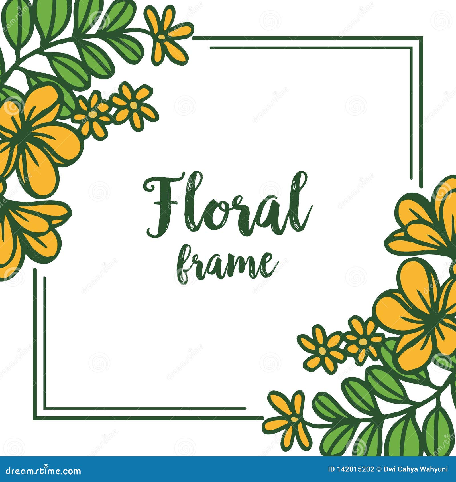 Vector Illustration Design Artwork Orange Floral Frame Stock Vector ...