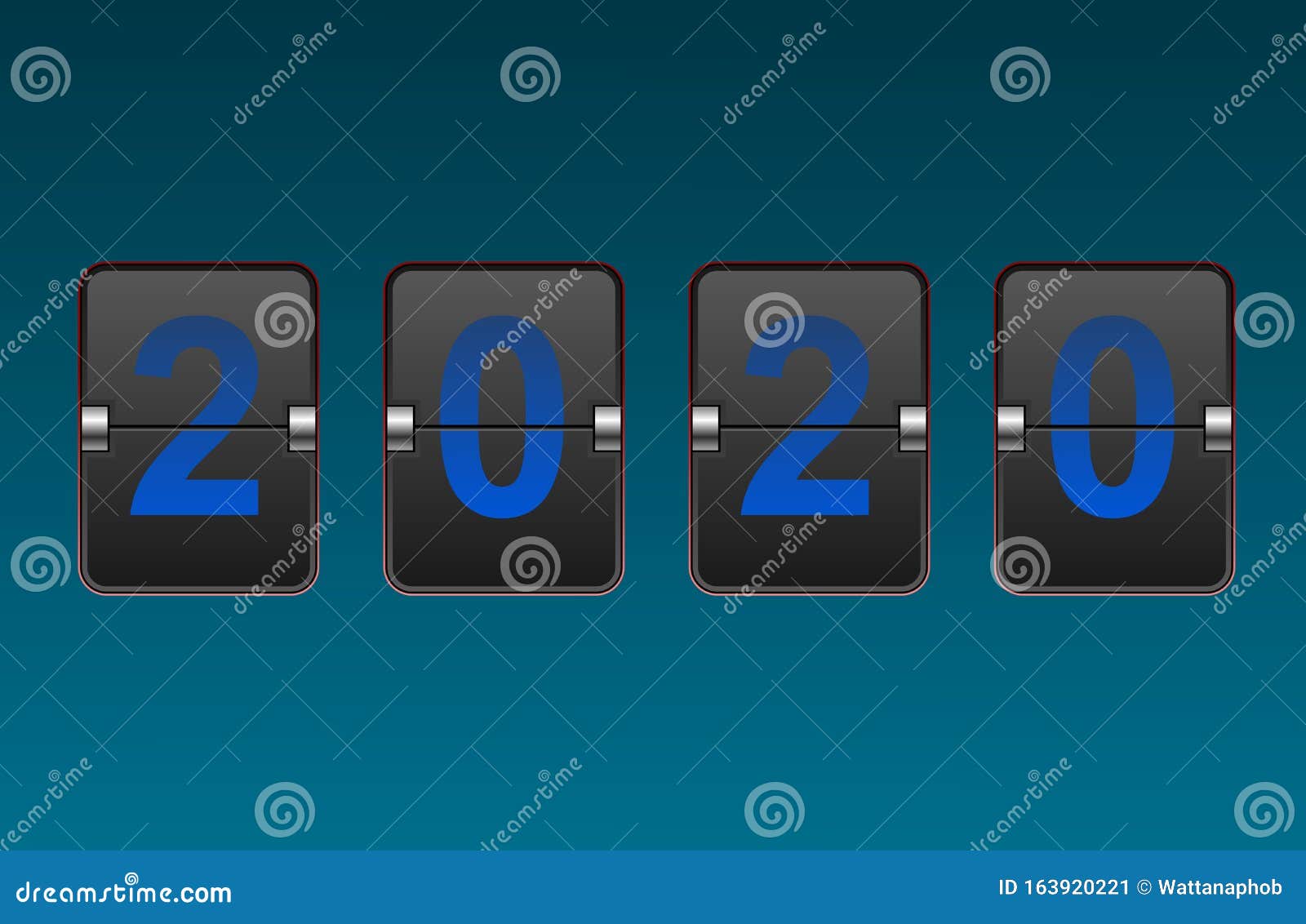 Digit Flip Clock 2020 Numbers Stock Illustration - Illustration of ...
