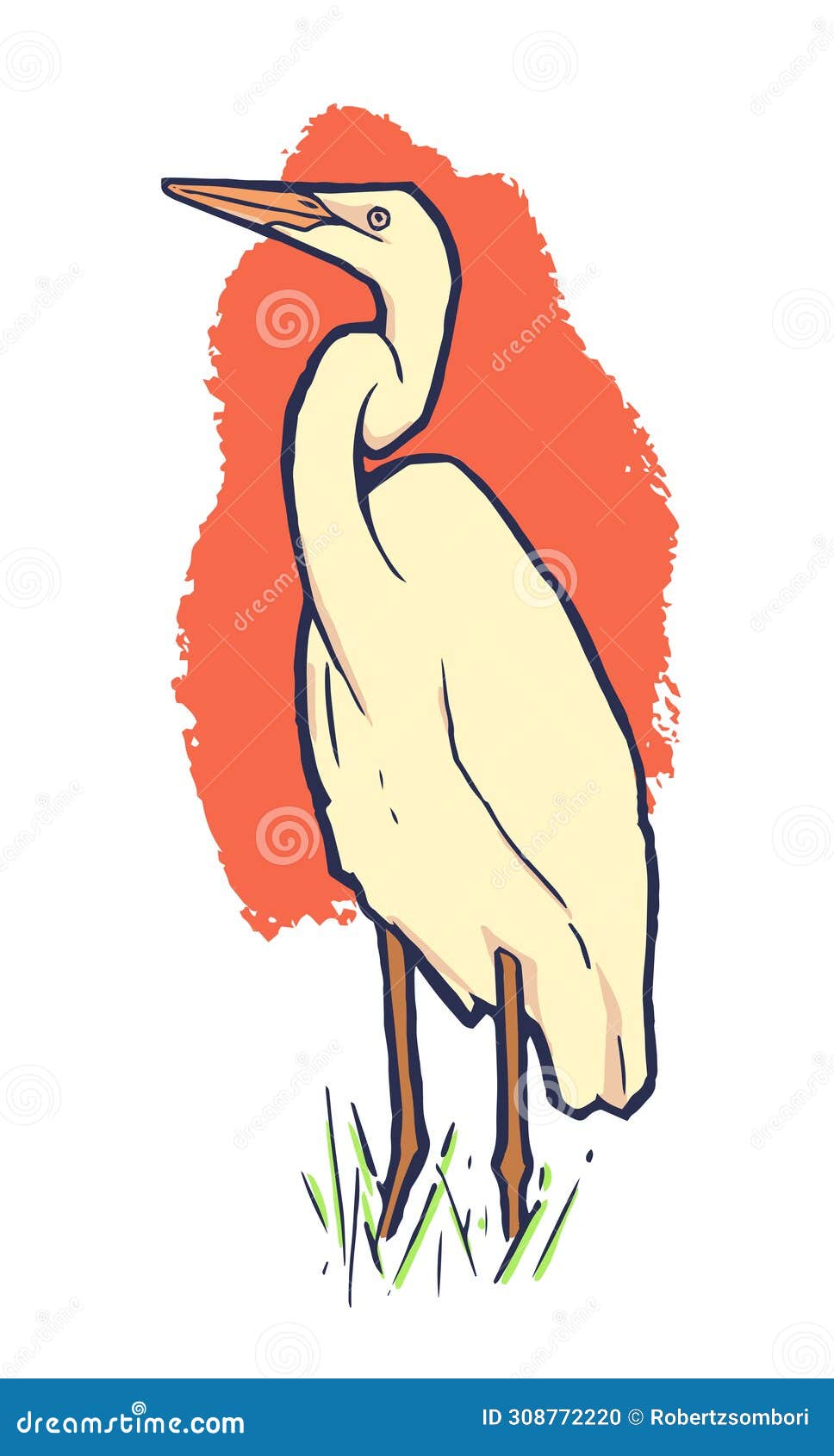 Vector Illustration Design of a Great White Egret in Color Stock Vector ...