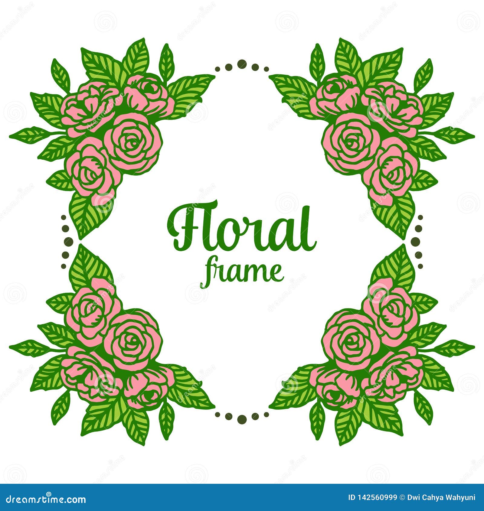 Vector Illustration Design of Invitation Card with Pink Floral Frame ...