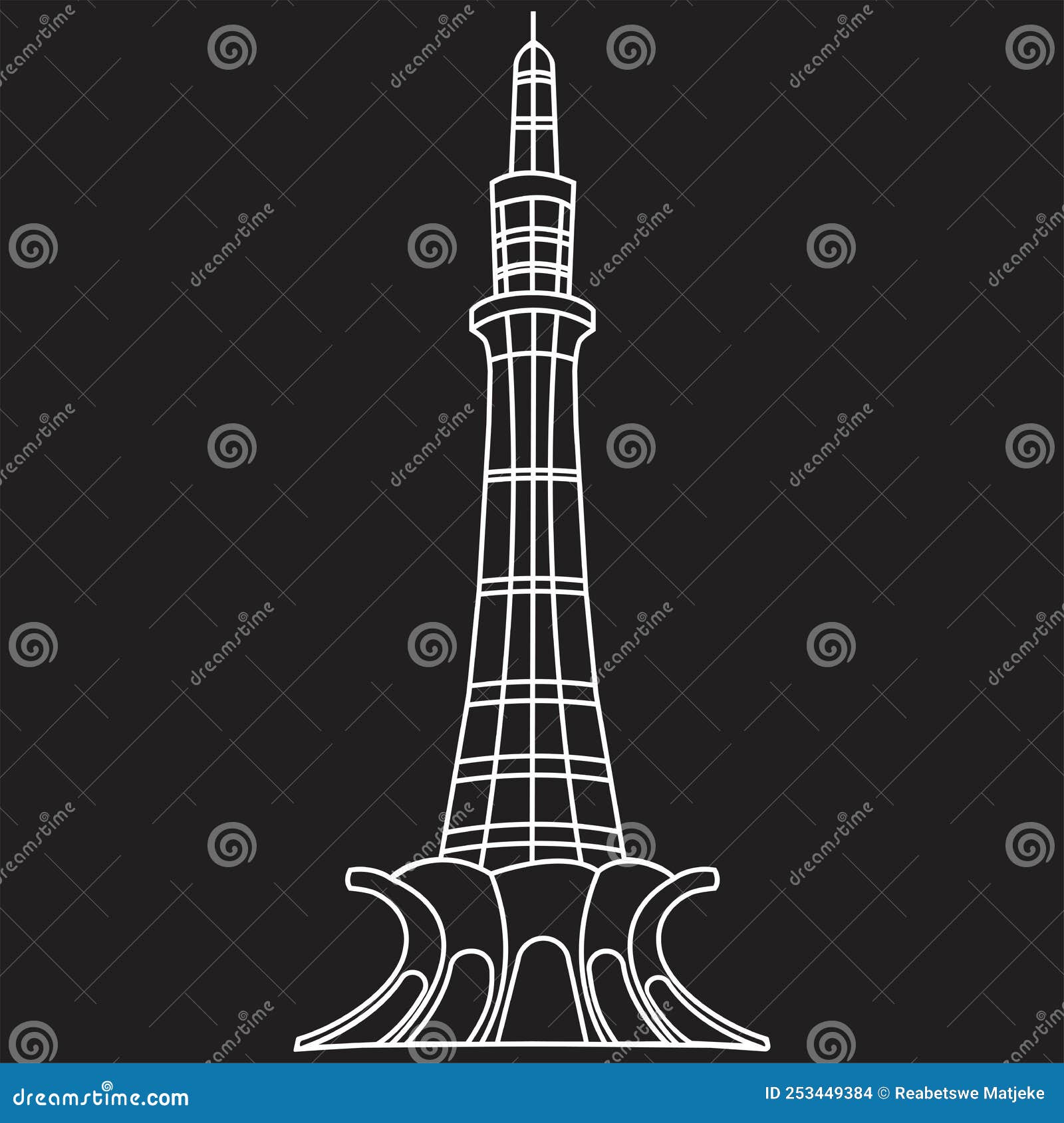 Vector Illustration Design of the Minar E Pakistan Tower Located in ...