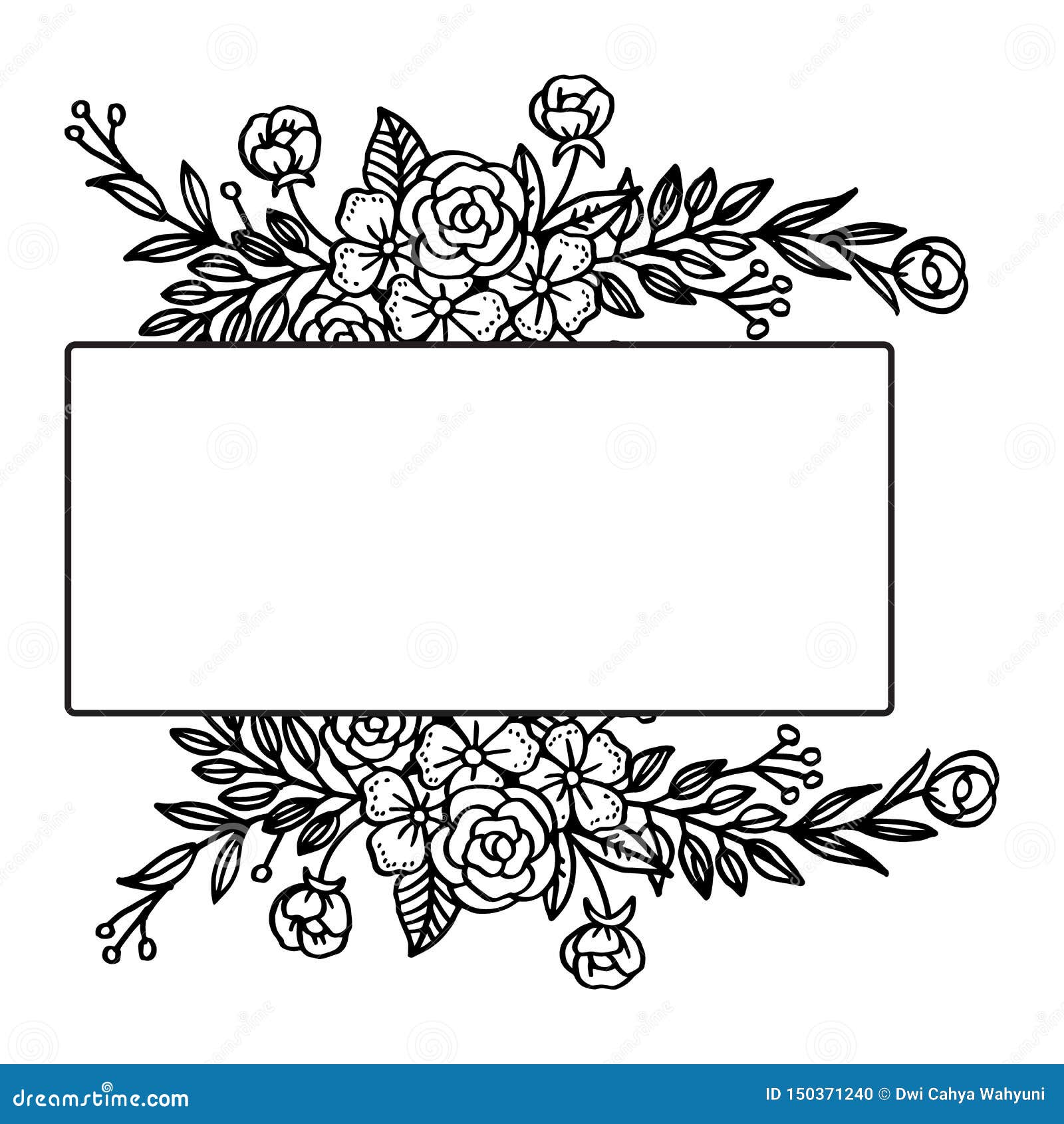 Vector Illustration Design Modern with Drawing Flower Frame Stock ...