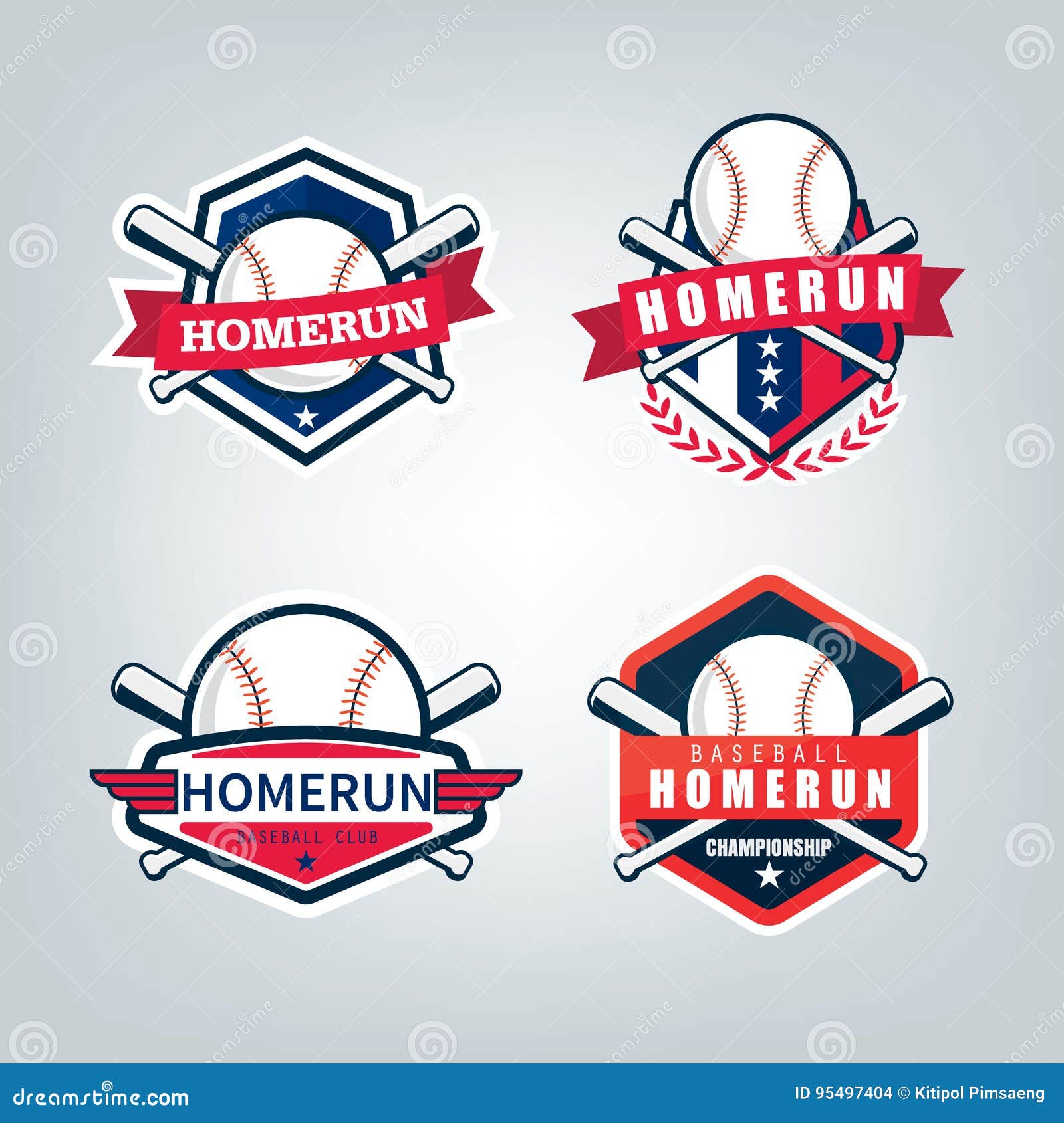 Vector Design Set of Baseball Sport Team Logo Stock Vector ...