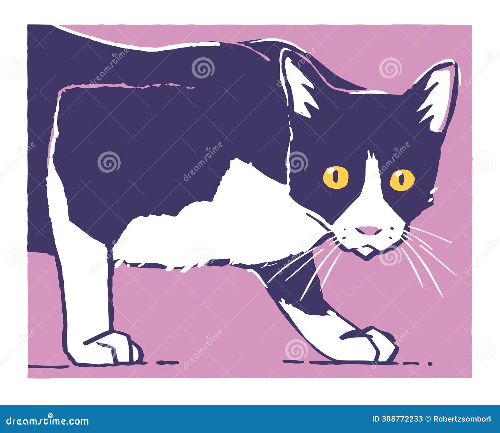Vector Illustration, Design of Sneaking House Cat in Color Stock Vector ...