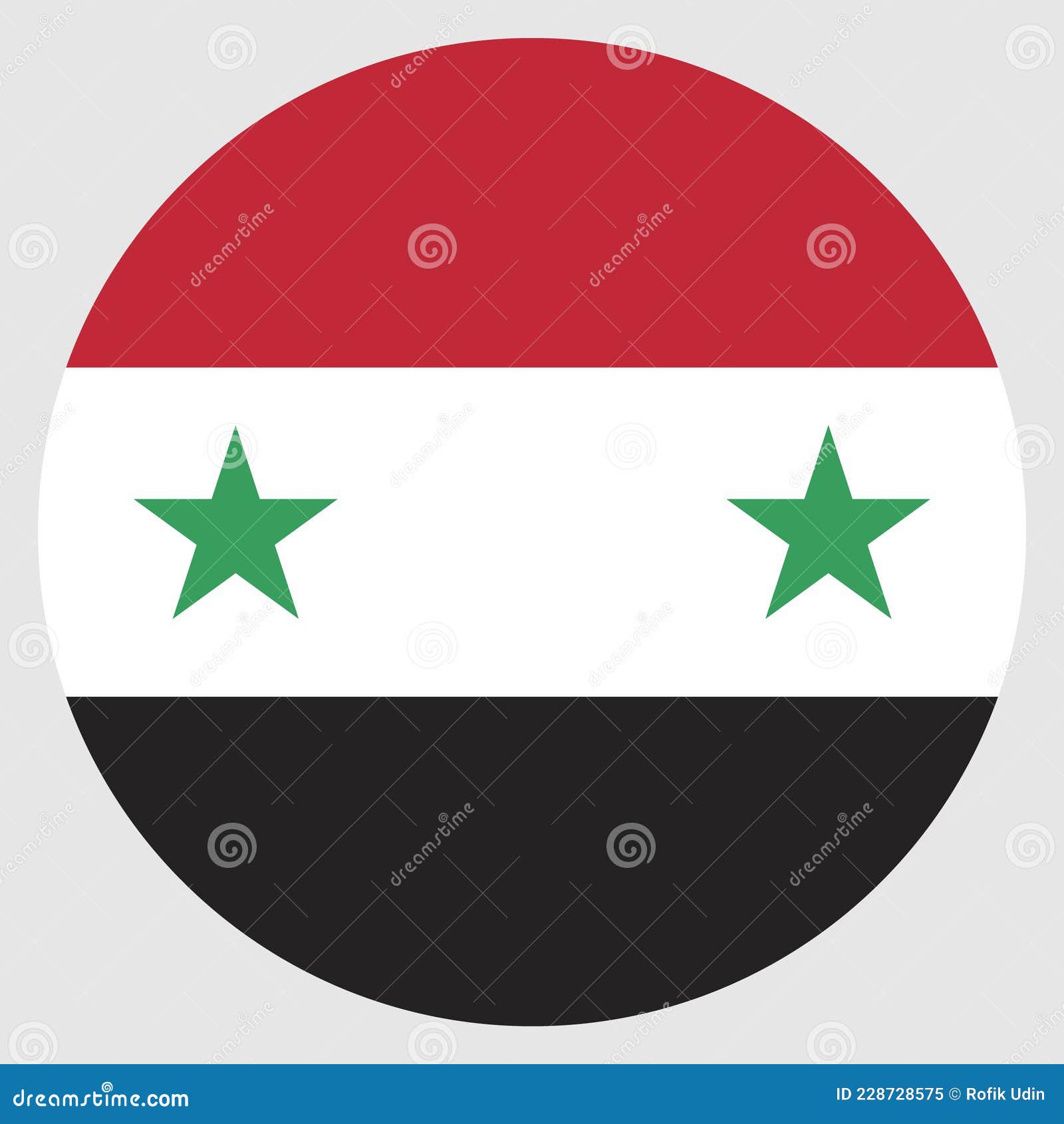 Colored Syria Flag. Vector Illustration of Circle Syria Flag Stock ...